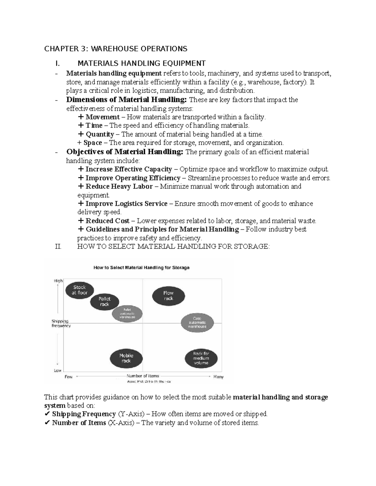 CHAPTER 3: WAREHOUSE OPERATIONS - MATERIALS HANDLING EQUIPMENT - Studocu