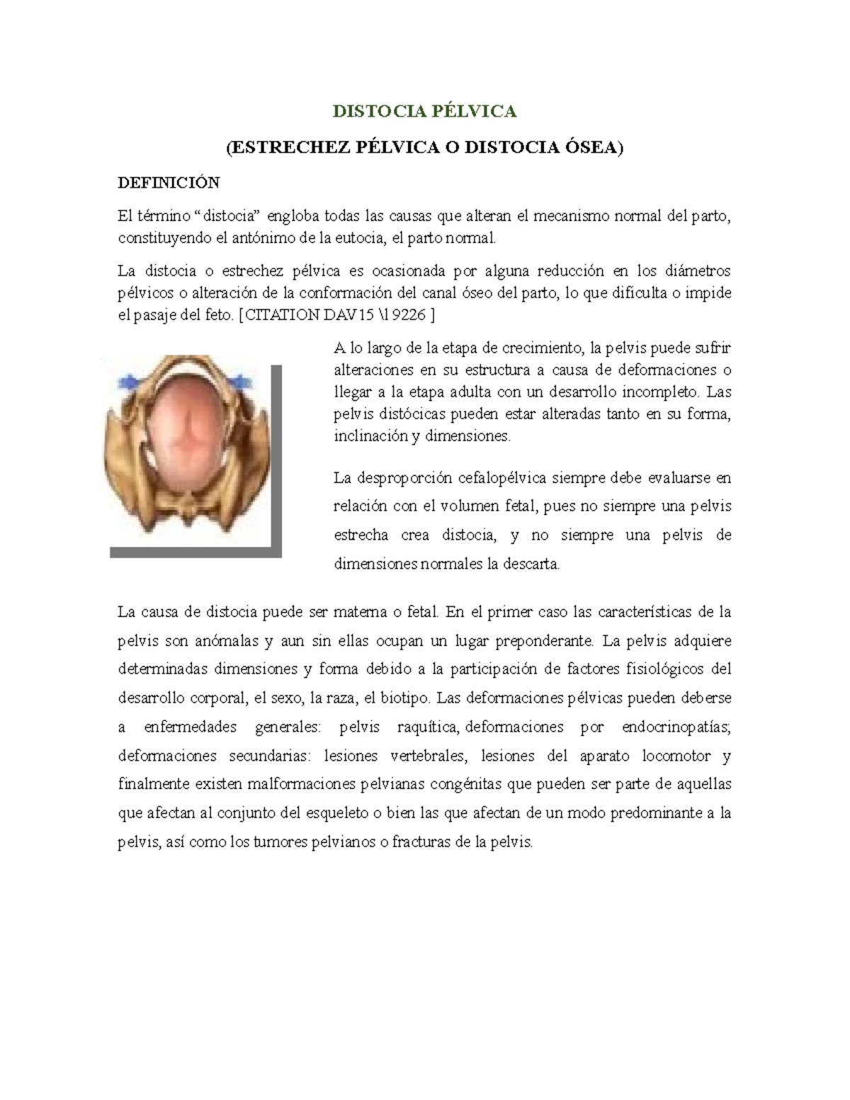 Título sobre Distocia Pélvica: Clasificación y Diagnóstico Clínico en ...