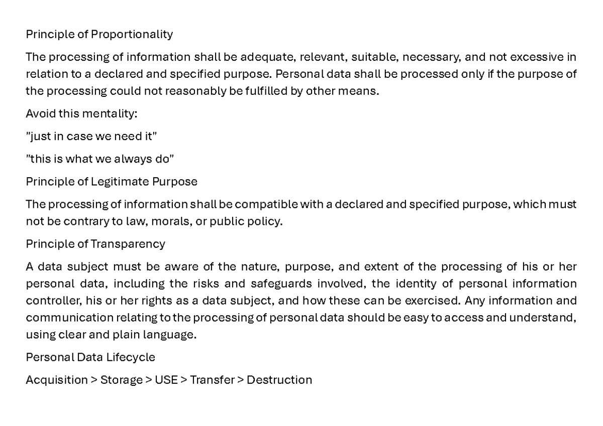 It era reviewer - for it - Principle of Proportionality The processing ...