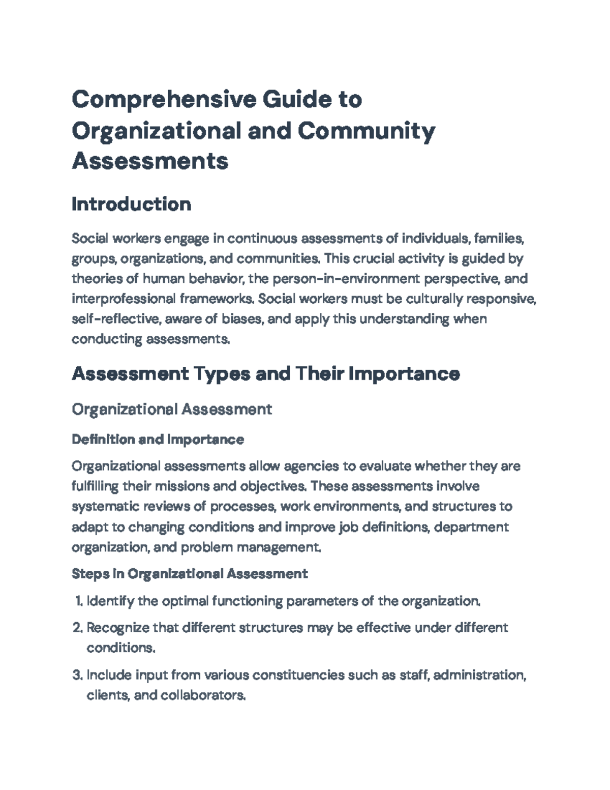 Comprehensive Guide to Organizational and Community Assessments ...
