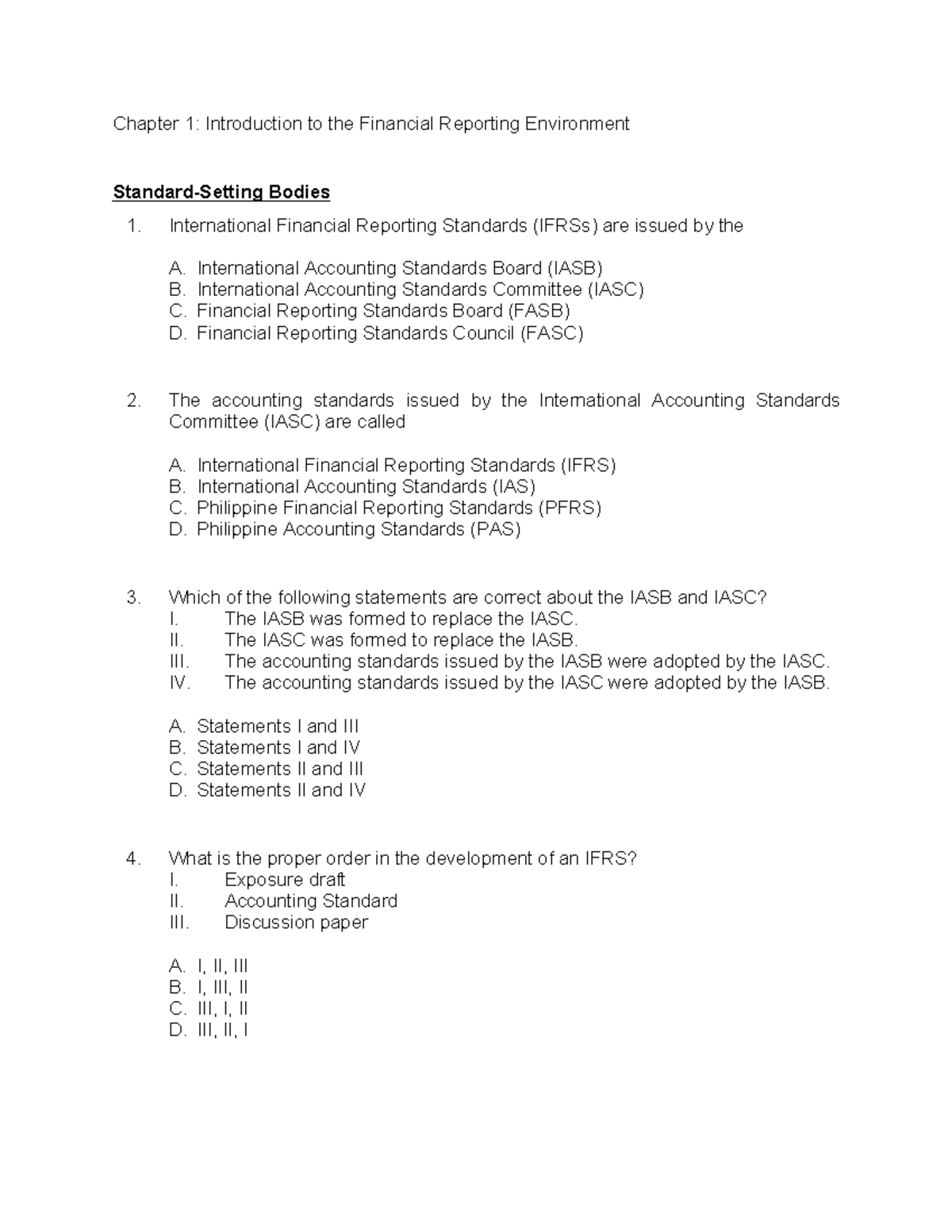 Chapter 1: Intro to the Financial Reporting Environment (FIN 101) - Studocu