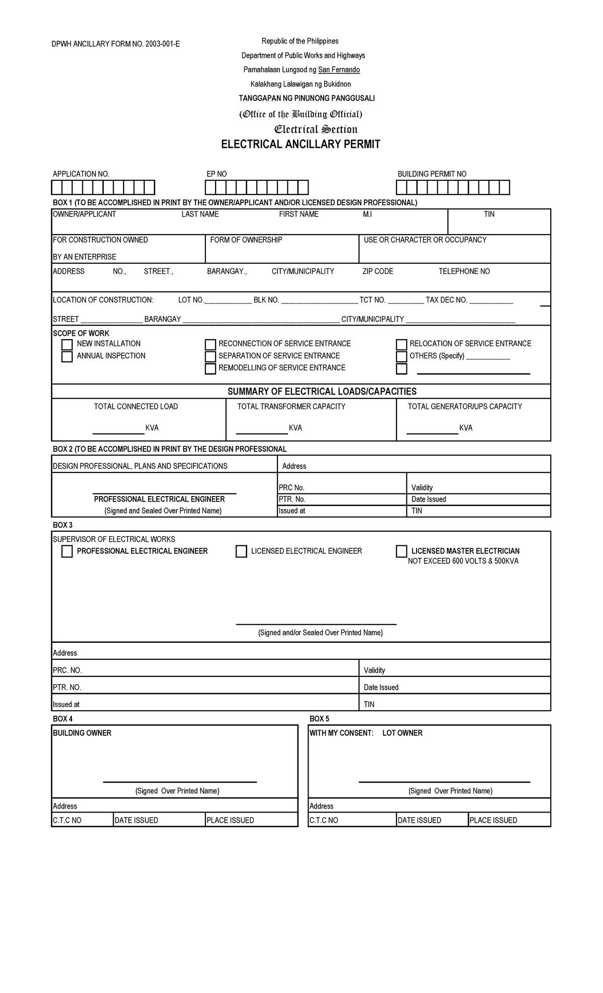 Electrical-Ancillary-Permit - DPWH ANCILLARY FORM NO. 2003-001-E ...