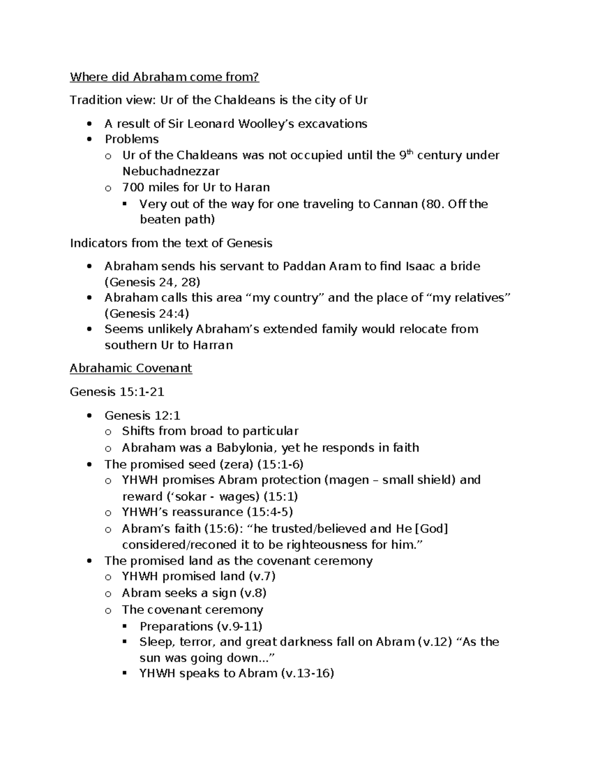 Abraham's Covenant and Promise: Genesis 15-17 Analysis (REL 101) - Studocu