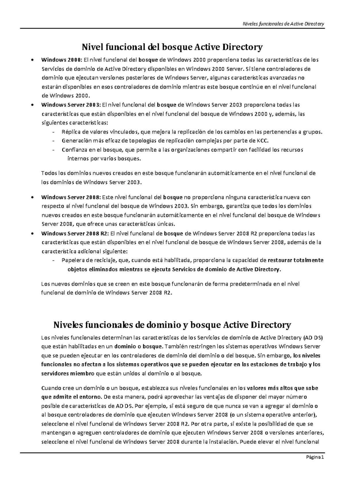 Niveles Funcionales de Bosque y Dominio en Active Directory (AD) - Studocu