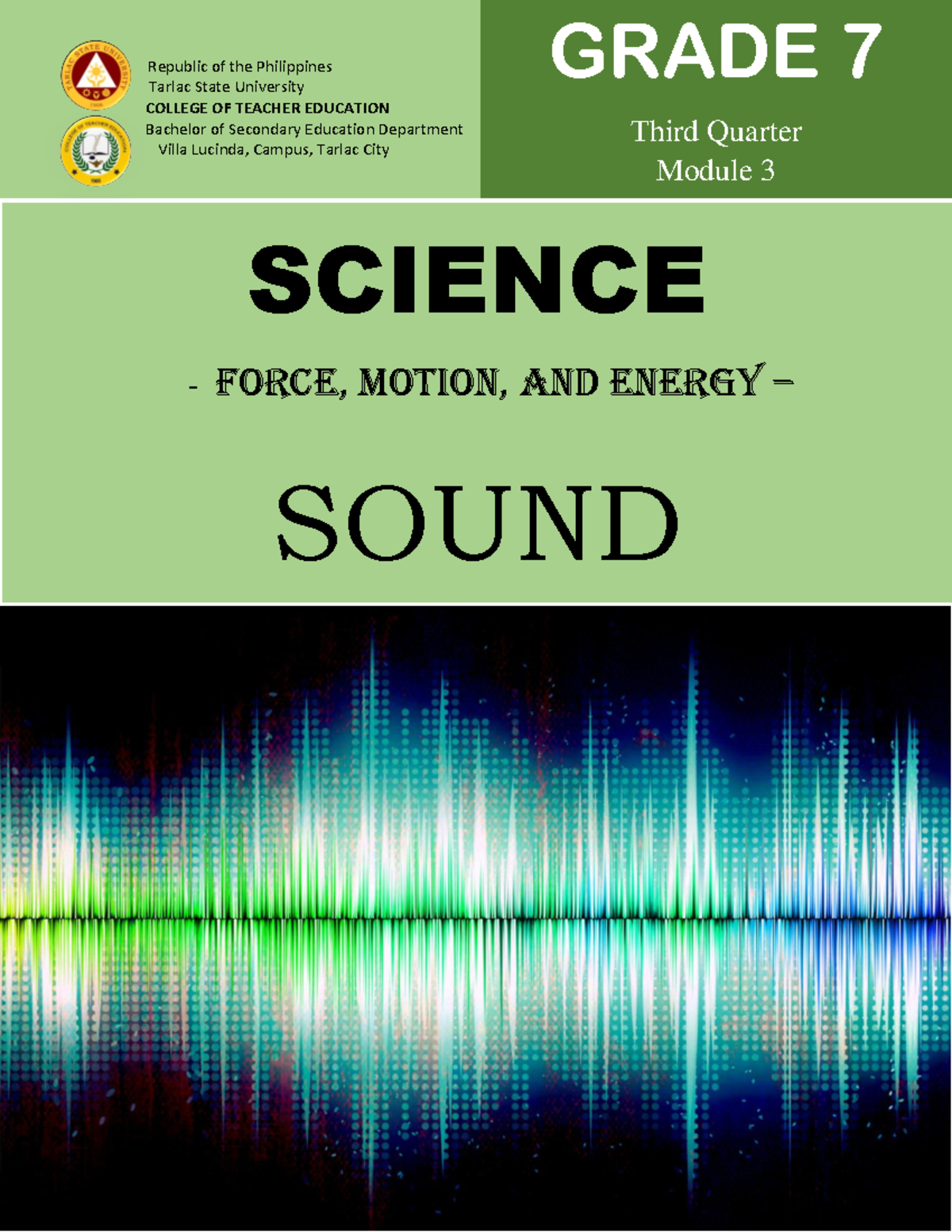 Grade 7 Science Module 3: Force, Motion, and Energy - Sound - Studocu