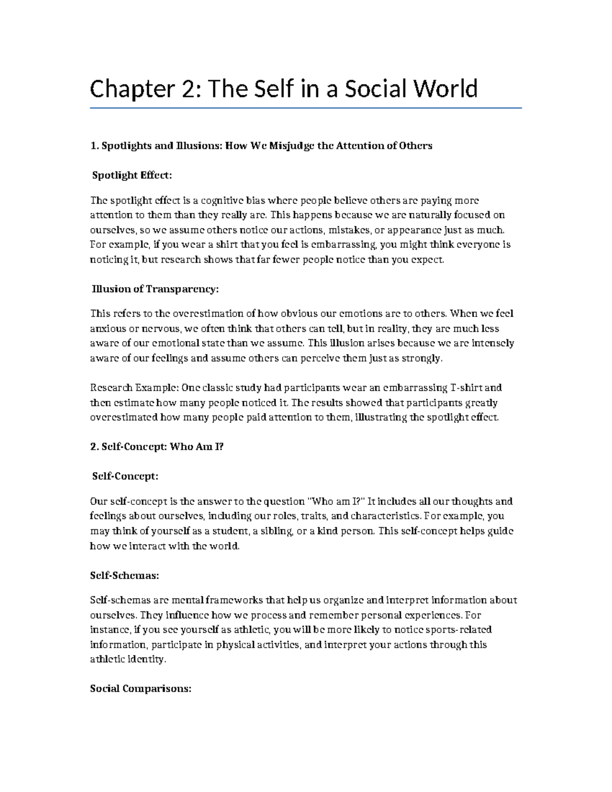 Self in a Social World - Lecture Notes for PSY 101 - Studocu