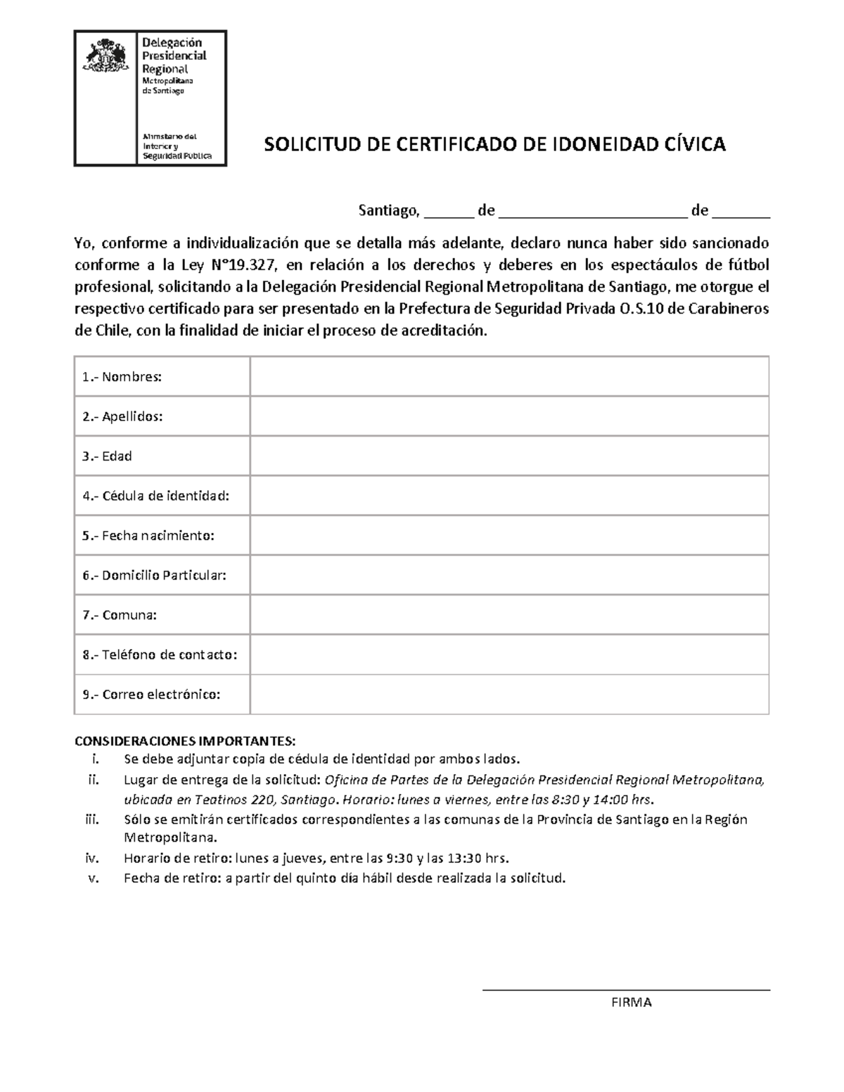 Solicitud de Certificado de Idoneidad Cívica - Dprms V3 - Studocu