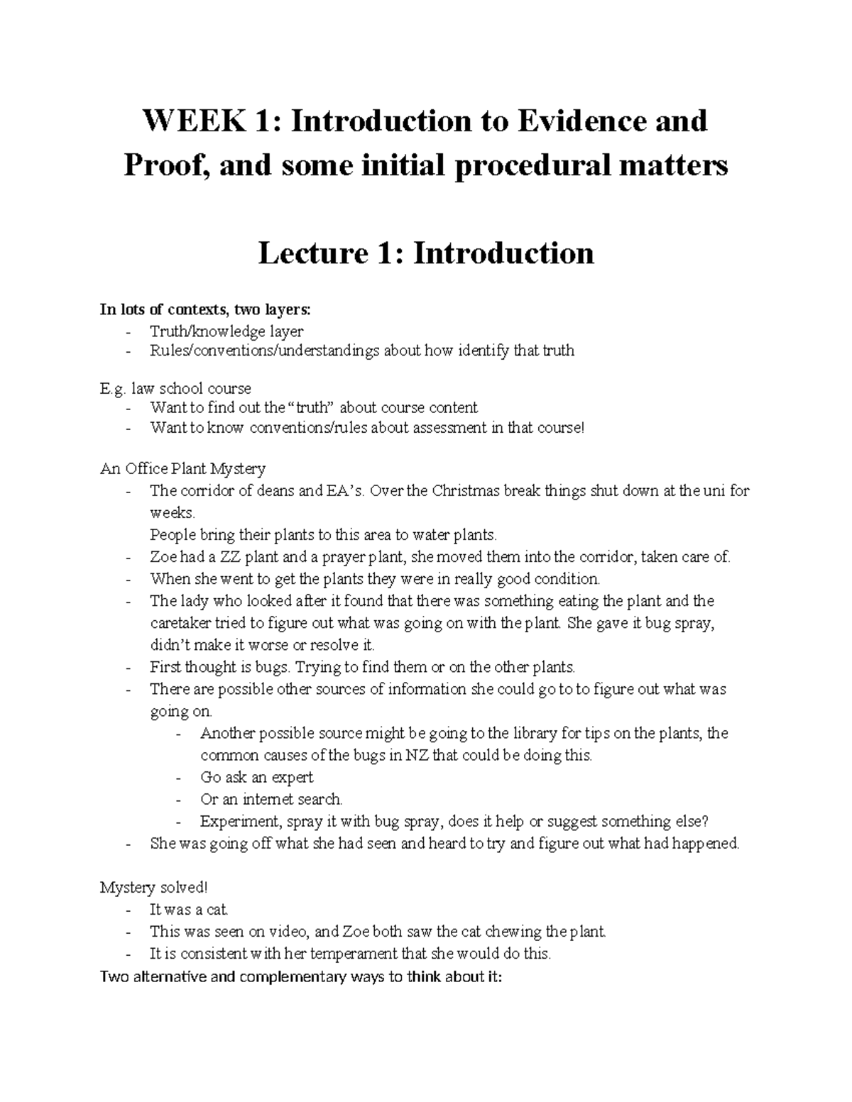 WEEK 1: Intro to Evidence & Proof in Law (Including Key Procedures ...