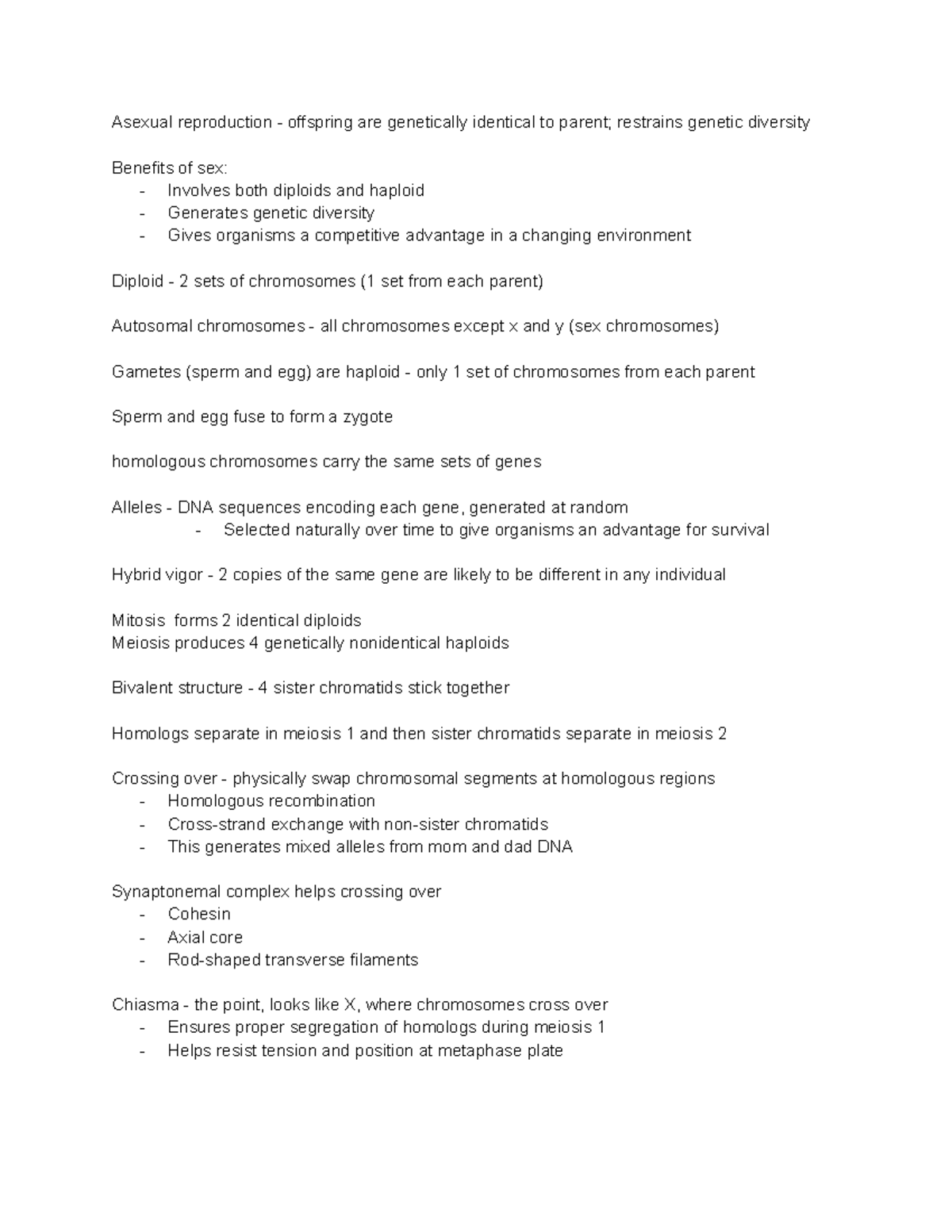 Cell bio 2 study guide - Asexual reproduction - offspring are ...