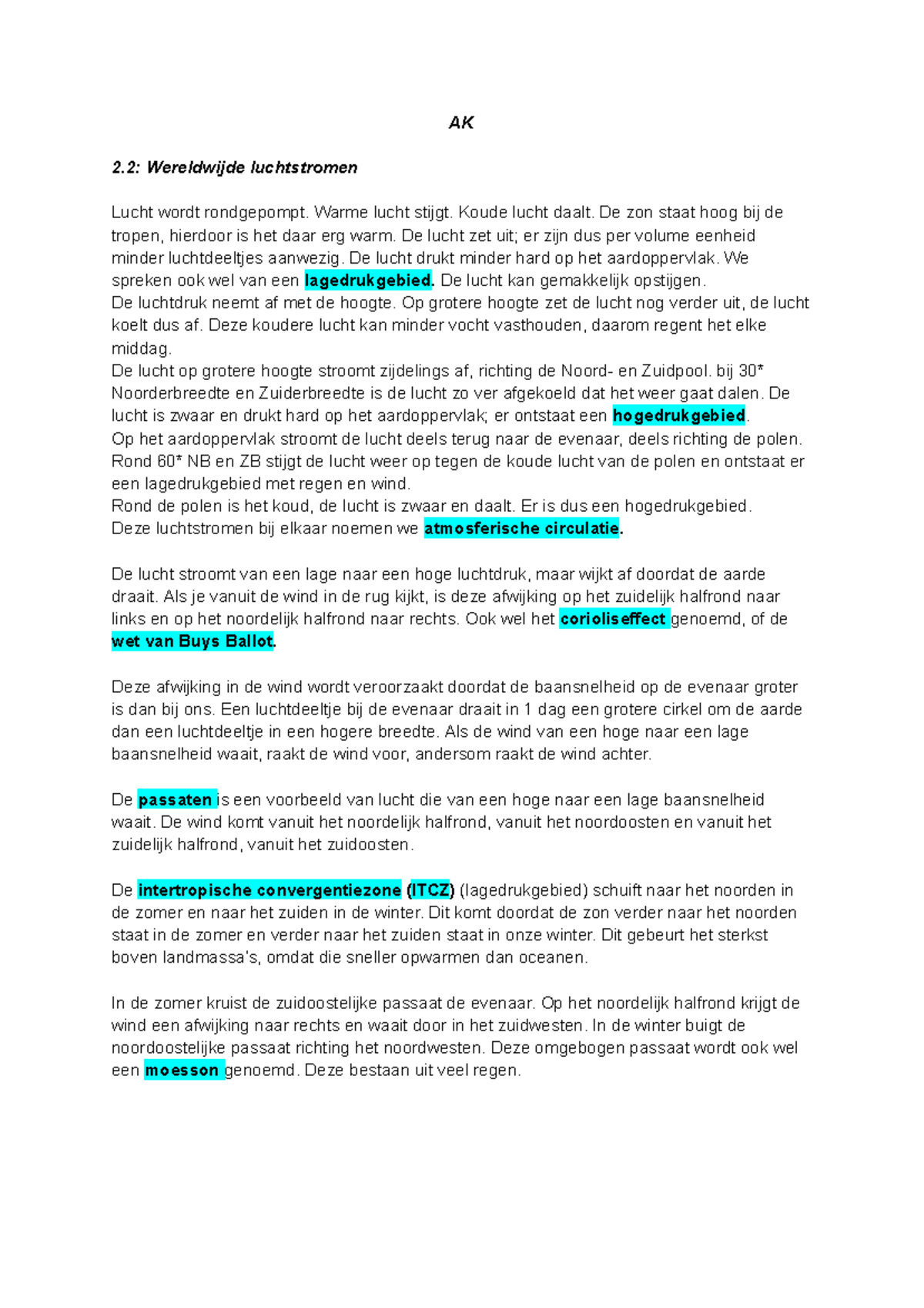 AK H3 en 2.2 & 2.3 - Wereldwijde Luchtstromen en Oceaan- en Zeestromen ...