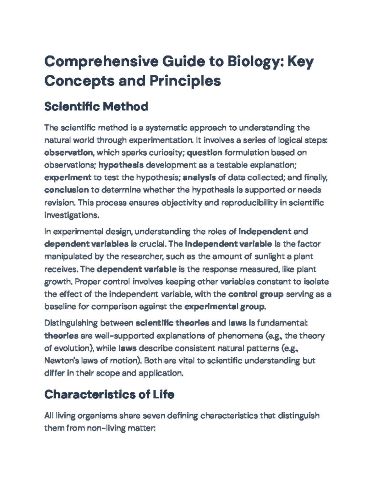 Comprehensive Biology Concepts Overview: Key Principles & Methods - Studocu