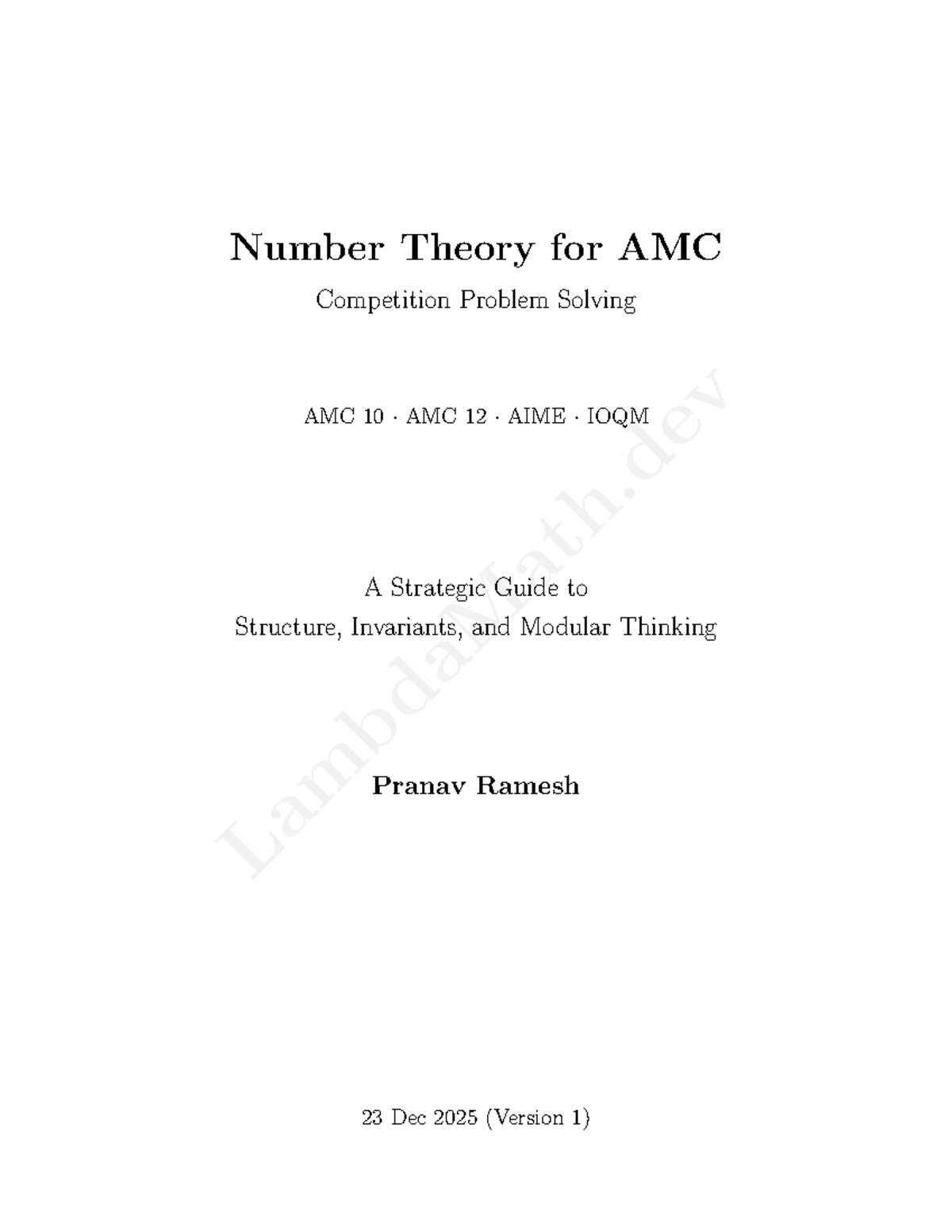 Number Theory for AMC 10, AMC 12, AIME, IOQM: A Strategic Guide - Studocu