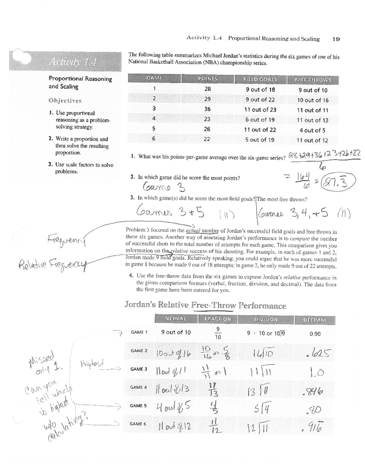 Math section 2 notes - Activity 1 Proportional Reasoning and Scaling 19 ...