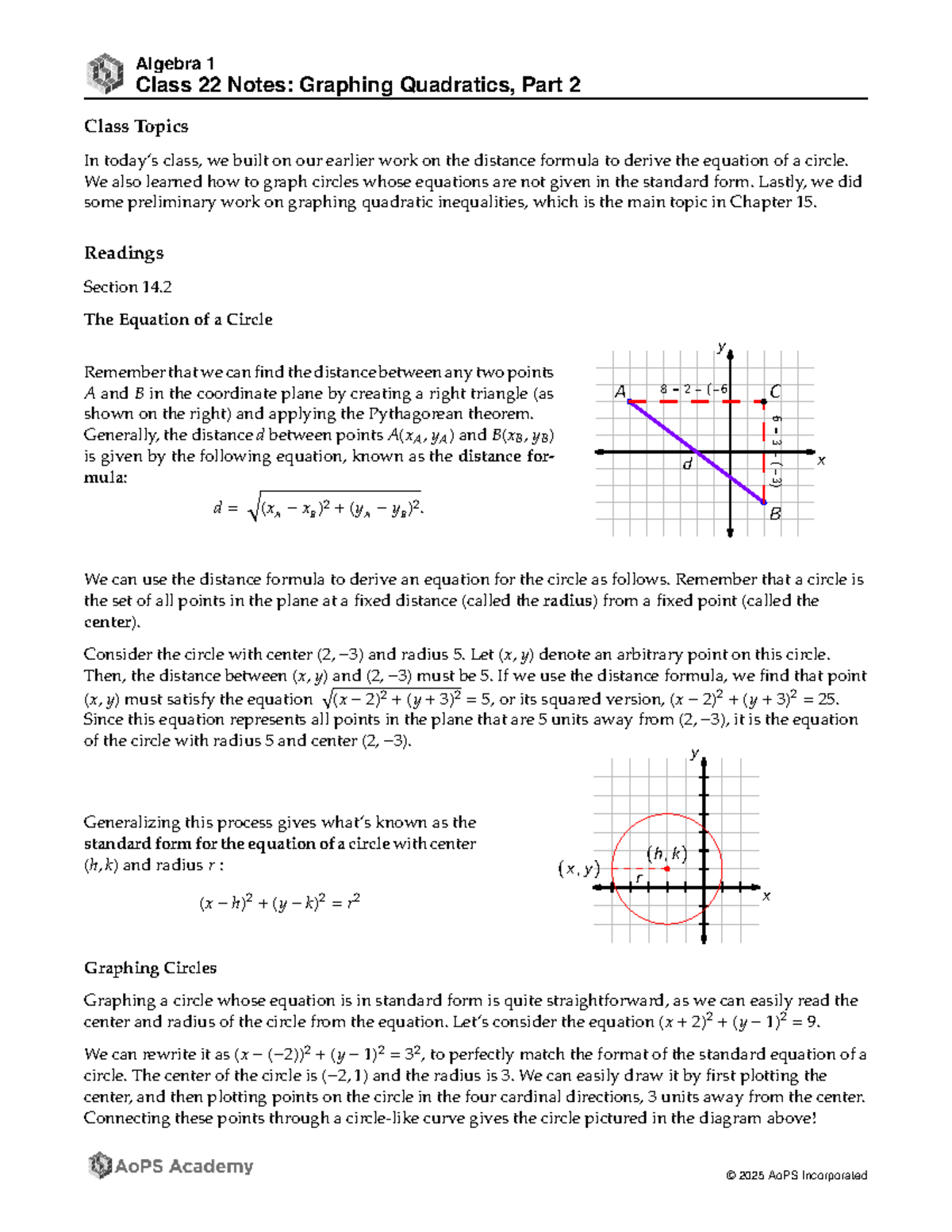 Algebra 1 - Lesson 22 Notes: Graphing Quadratics & Circles - Studocu