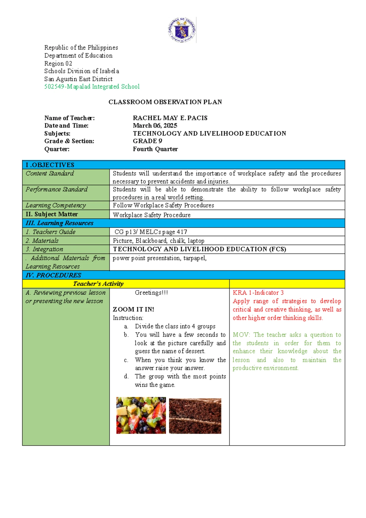 Rubrics for Yoga Performance Assessment (MAPEH 502549) - Studocu