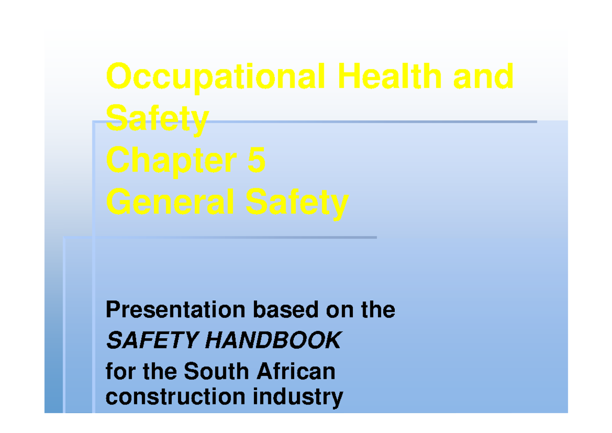 OHS 5: General Safety Guidelines for Construction Industry - Studocu