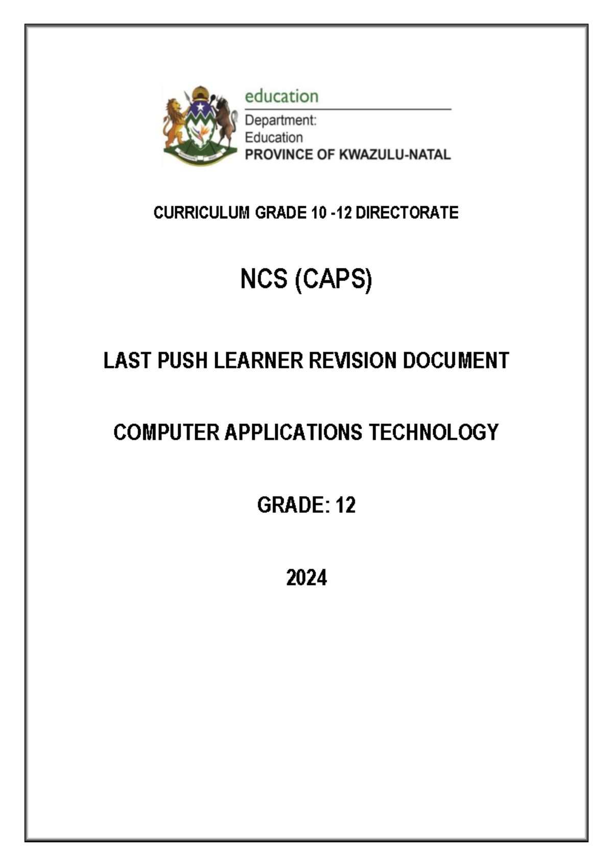 2024 CAT Grade 12 Last Push Revision Notes for NSC Exam - Studocu
