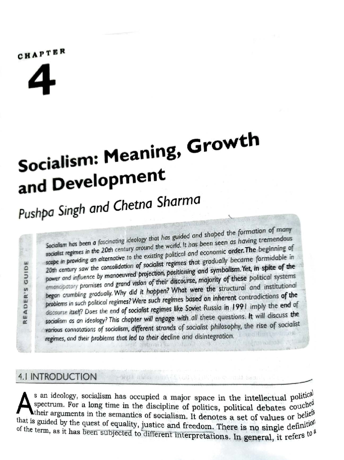 CHAPTER 4: Socialism - Meaning, Growth, and Development (Comparative ...