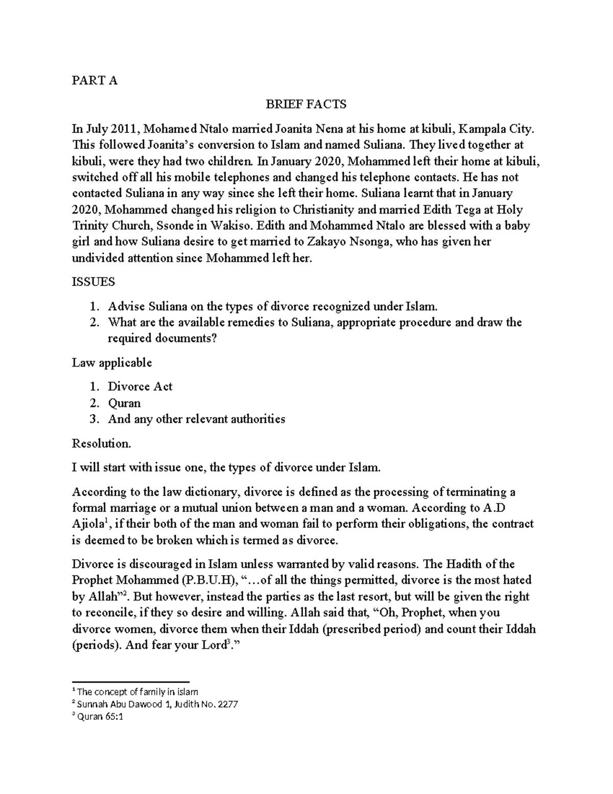Family Law Workshop 2: Islamic Divorce Types & Remedies - Studocu