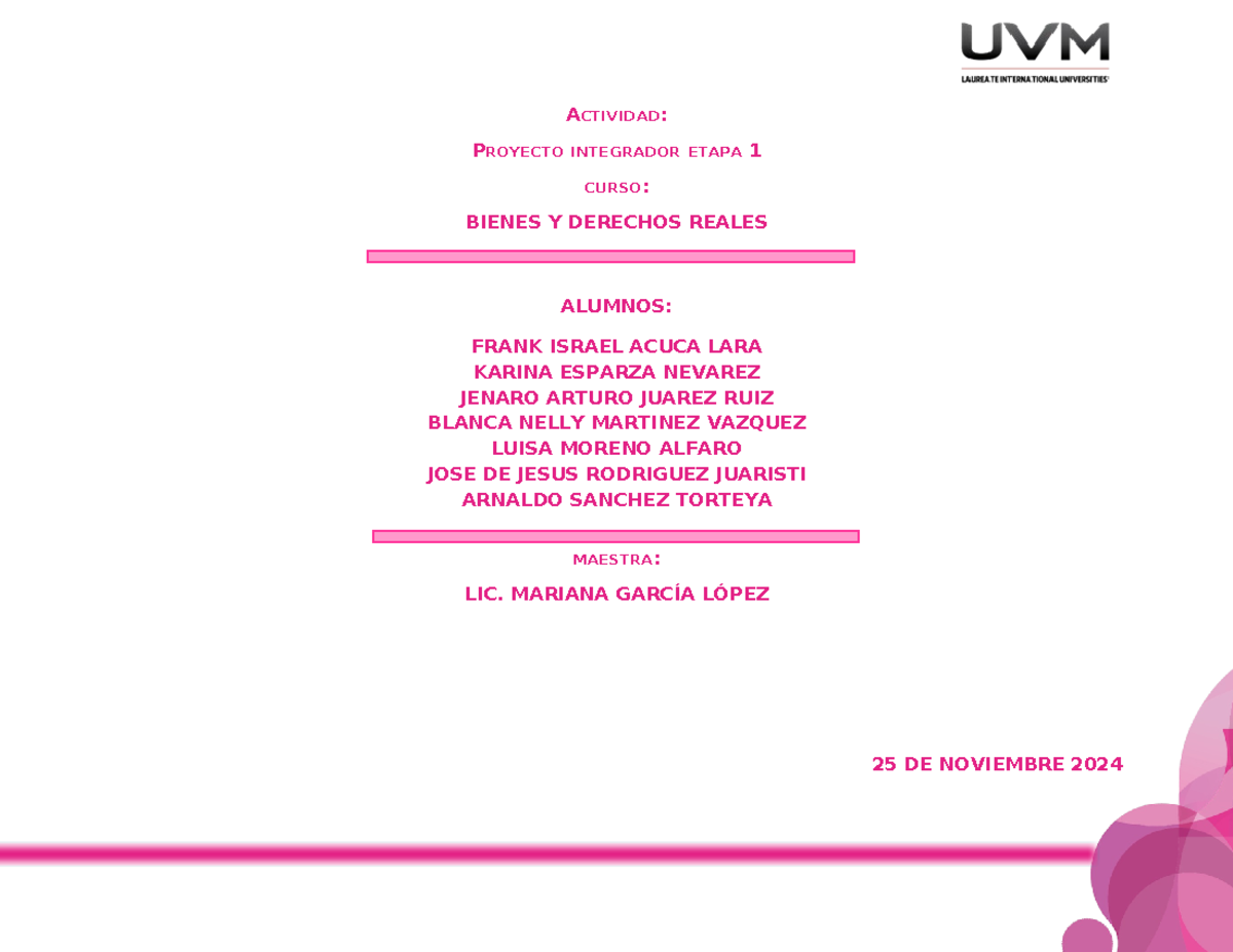 DR 10 Bienes y Derechos Reales - Proyecto Integrador Etapa 1 - Studocu