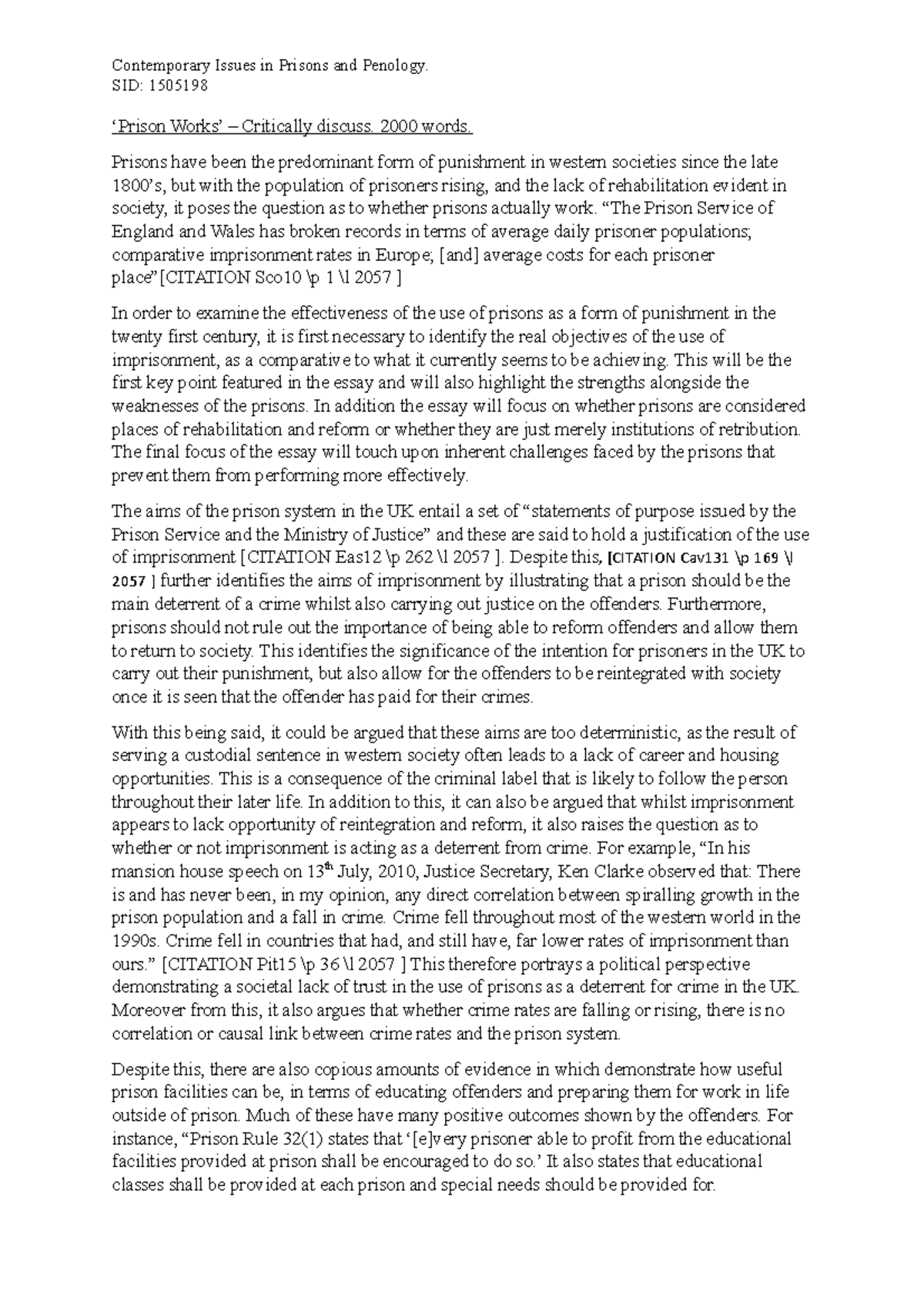 ‘Prison Works’ – A Critical Analysis of Effectiveness in Modern ...