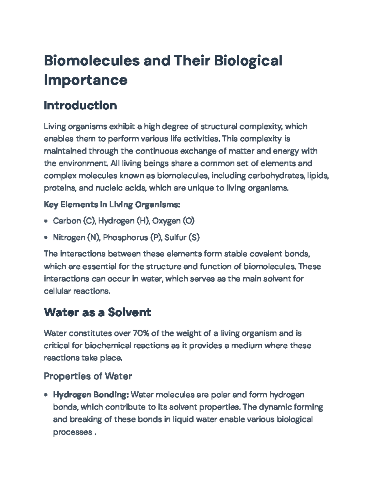 Biomolecules and Their Functions: A Comprehensive Overview ...
