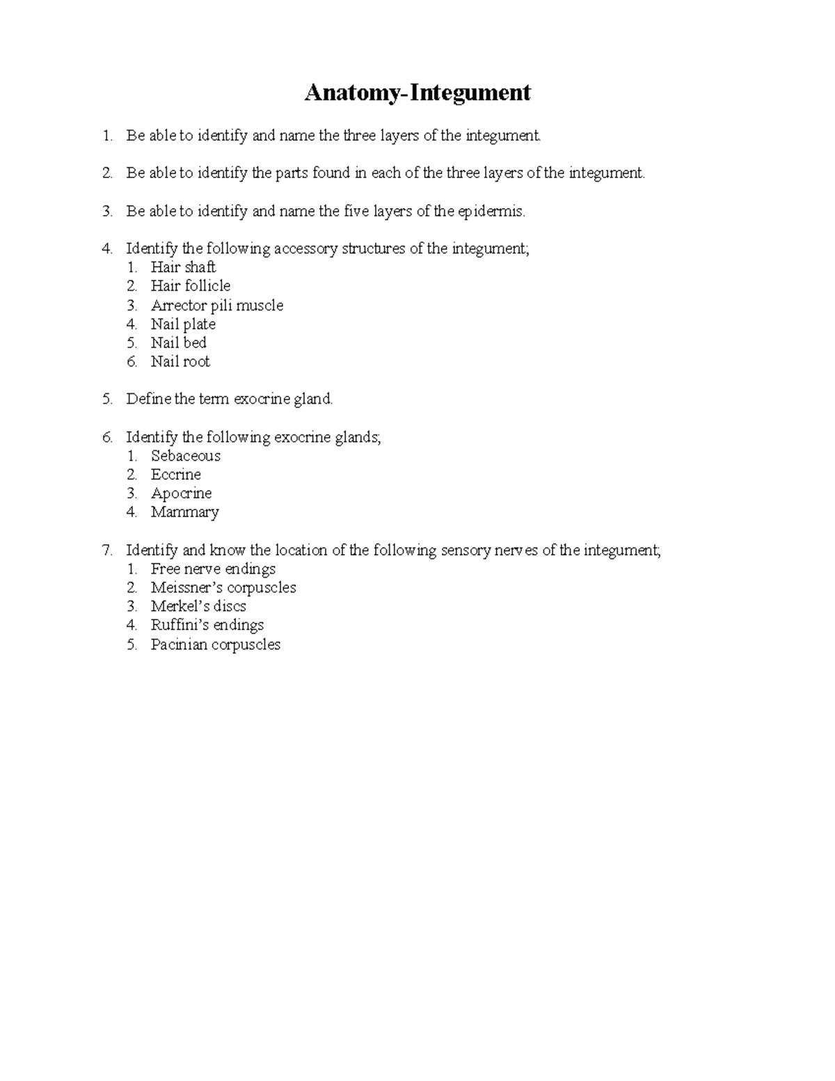 Integumentary System: Structure & Exocrine Glands Overview - Studocu