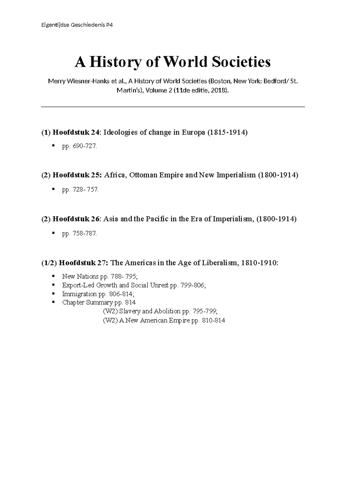 A History of World Societies: Ideologies and Changes (1815-1914 ...