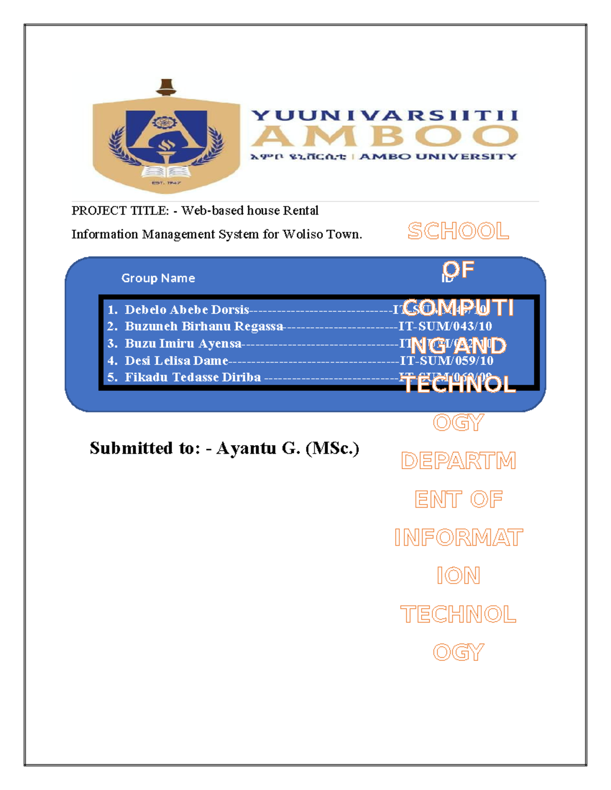 Dabalo's group - addisa - PROJECT TITLE: - Web-based house Rental ...
