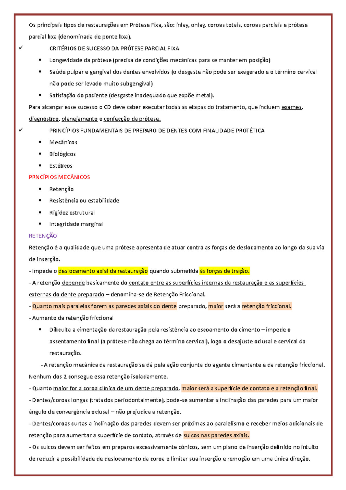 Resumo prótese fixa Preparo dentário para coroa total metaloceramica ...