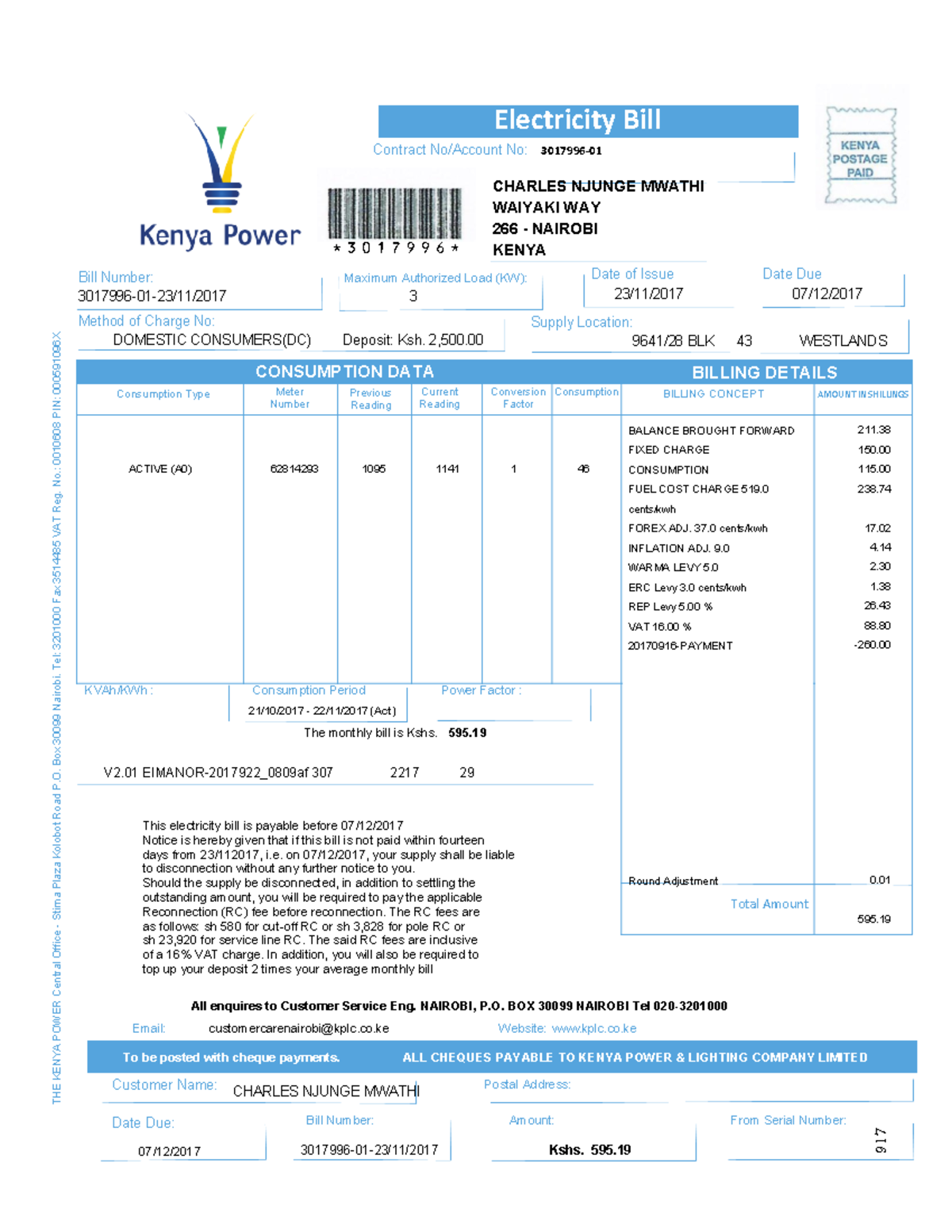 Pdfcookie.com mwathi-utility-bill-1 - Electricity Bill Contract No ...