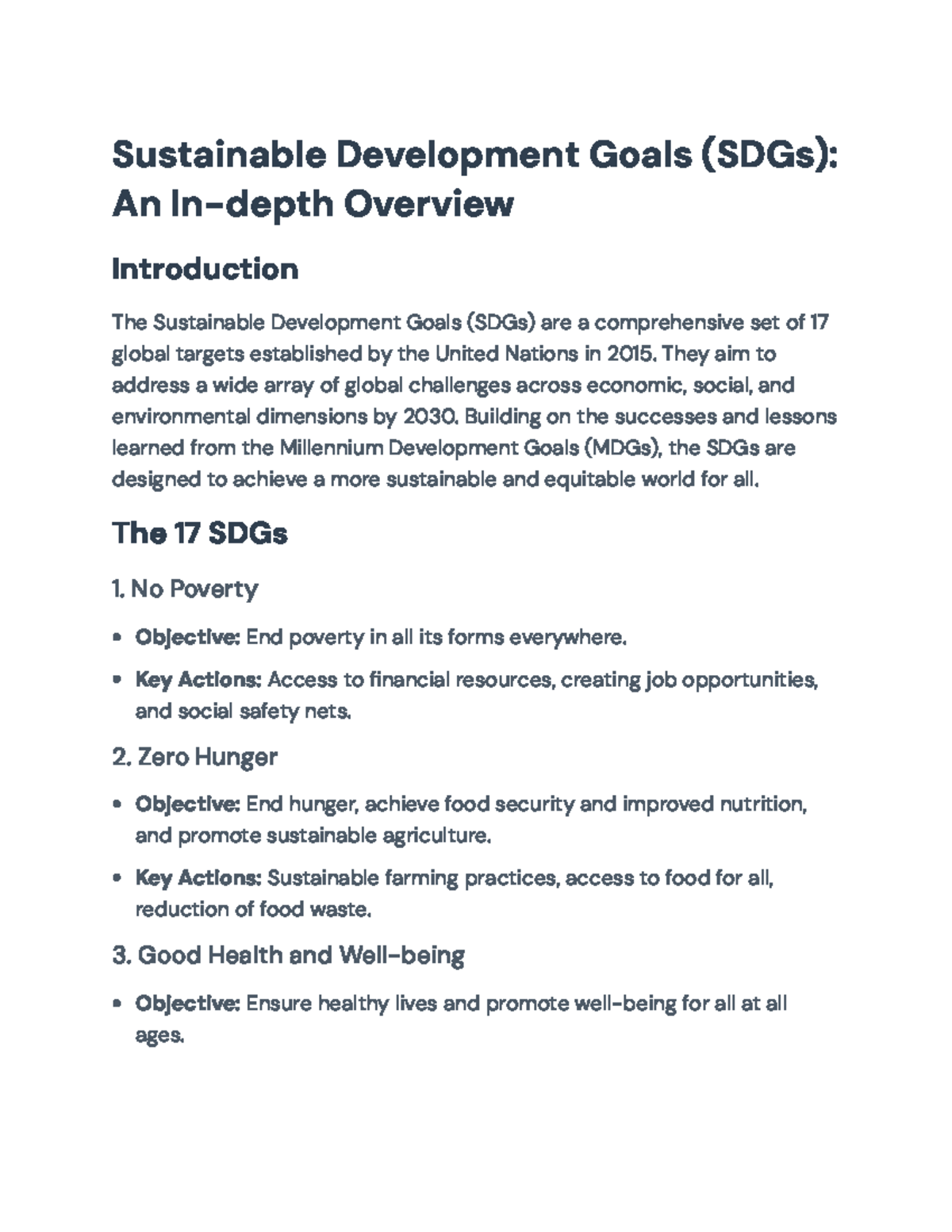SDG Overview: In-depth Analysis and Action Plans for 2030 Goals - Studocu