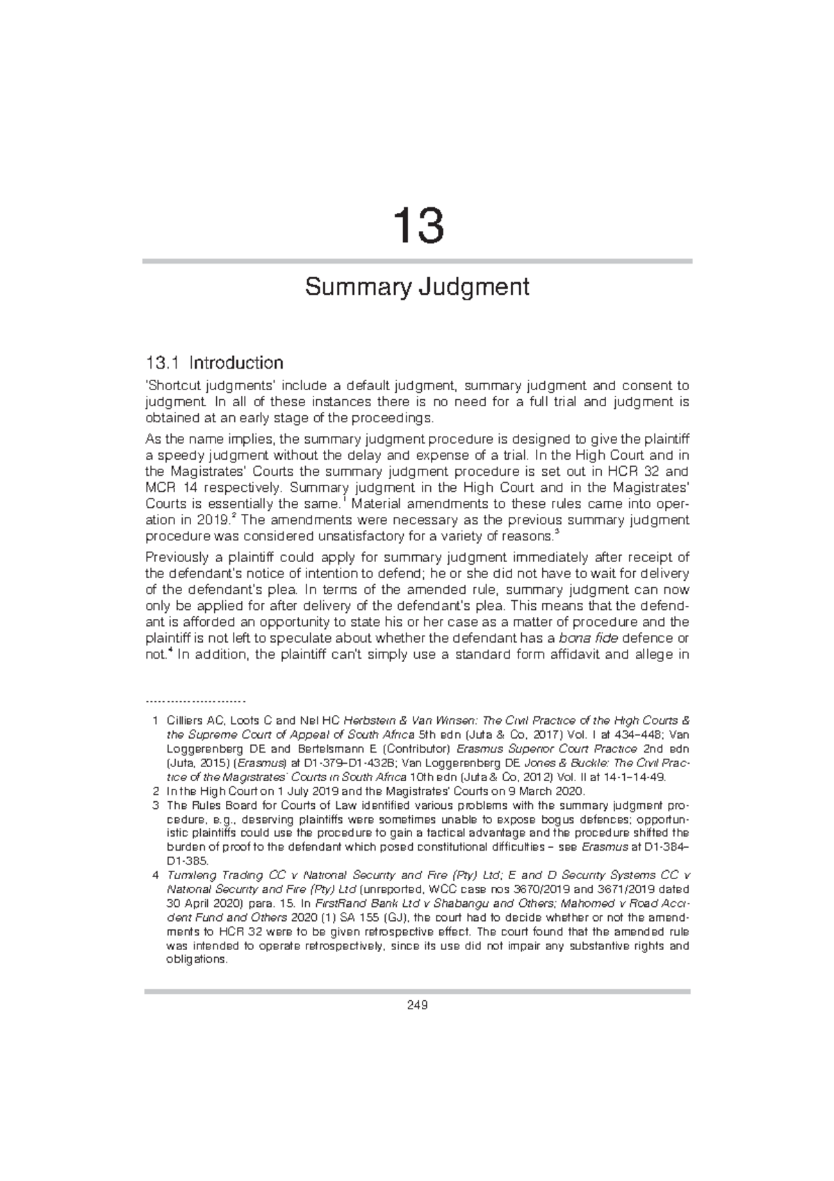 CH 13 Summary Judgment: Procedures & Requirements Explained - Studocu