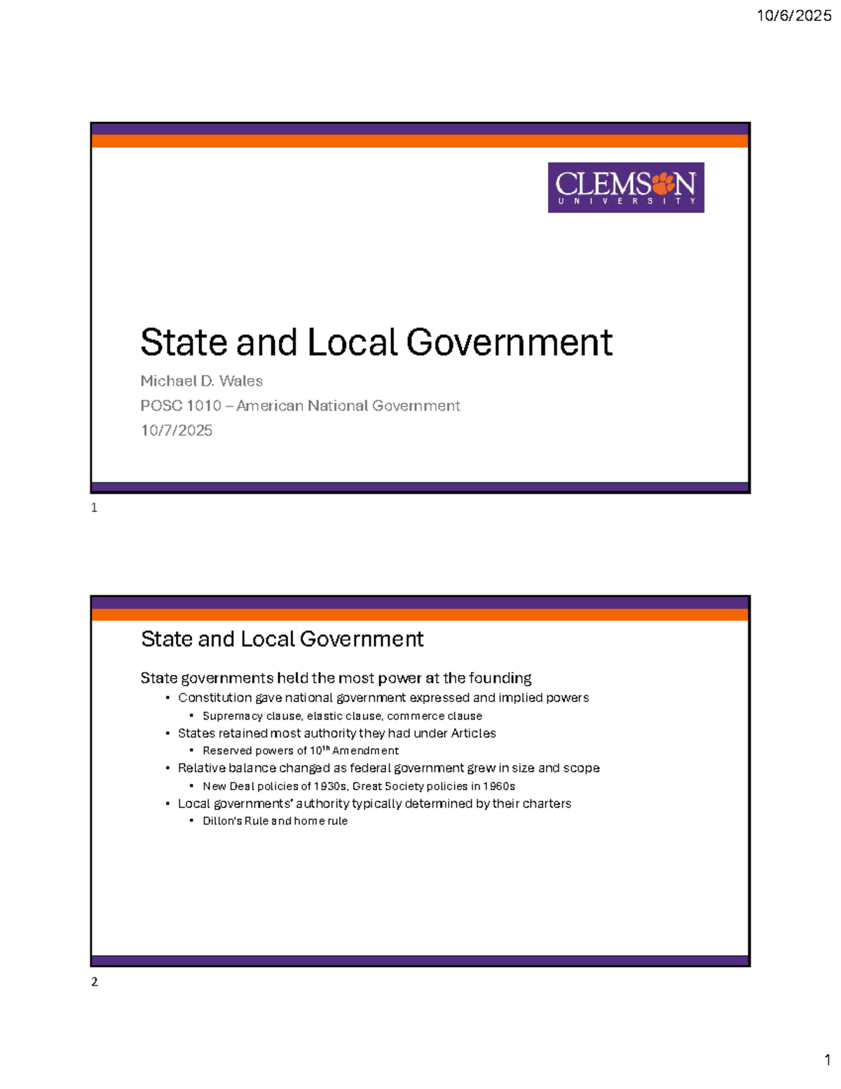 State and Local Government Overview - POSC 1010 Lecture Notes - Studocu