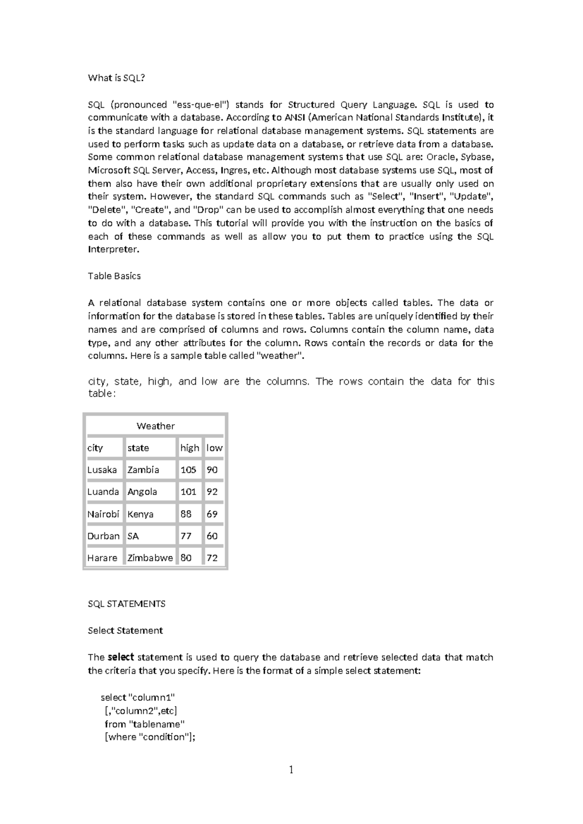 SQL Basics: Understanding Structured Query Language Concepts - Studocu