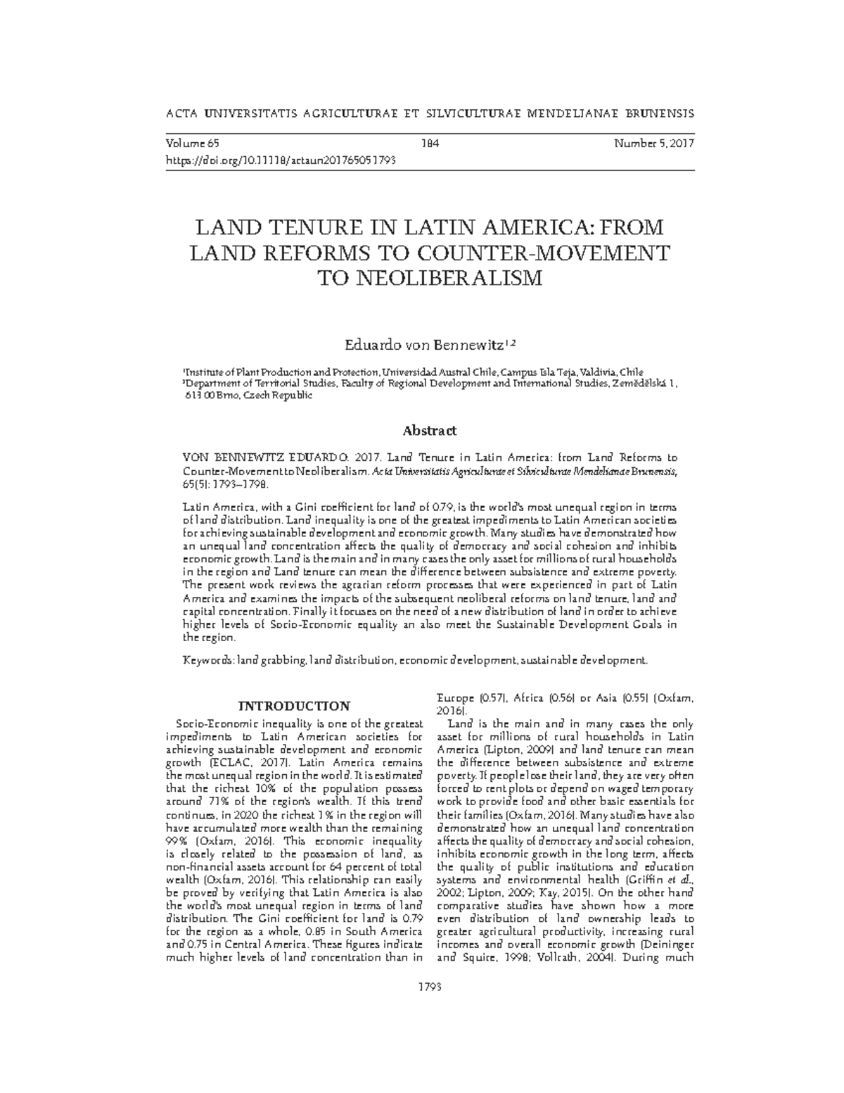 Land Tenure in Latin America: Agrarian Reforms & Neoliberalism ...