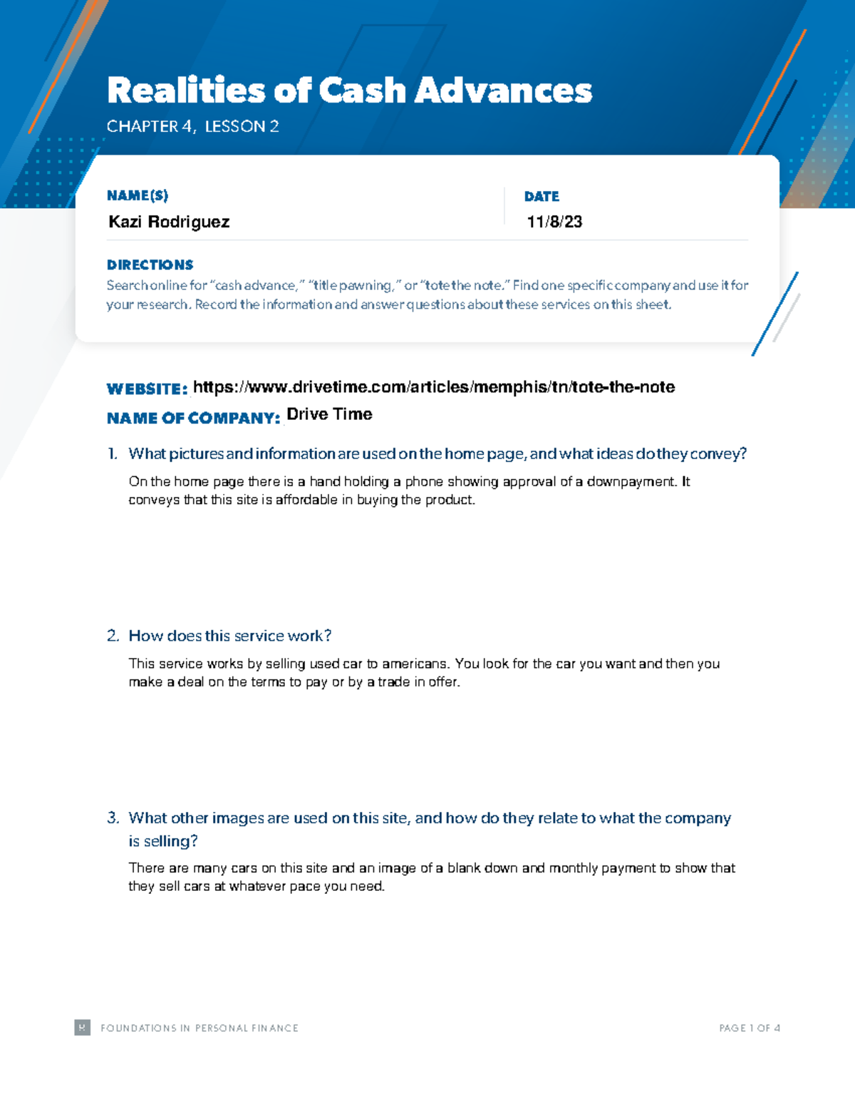 Act ch04 l02 english - ssadd - DATE DIRECTIONS Search online for “cash ...