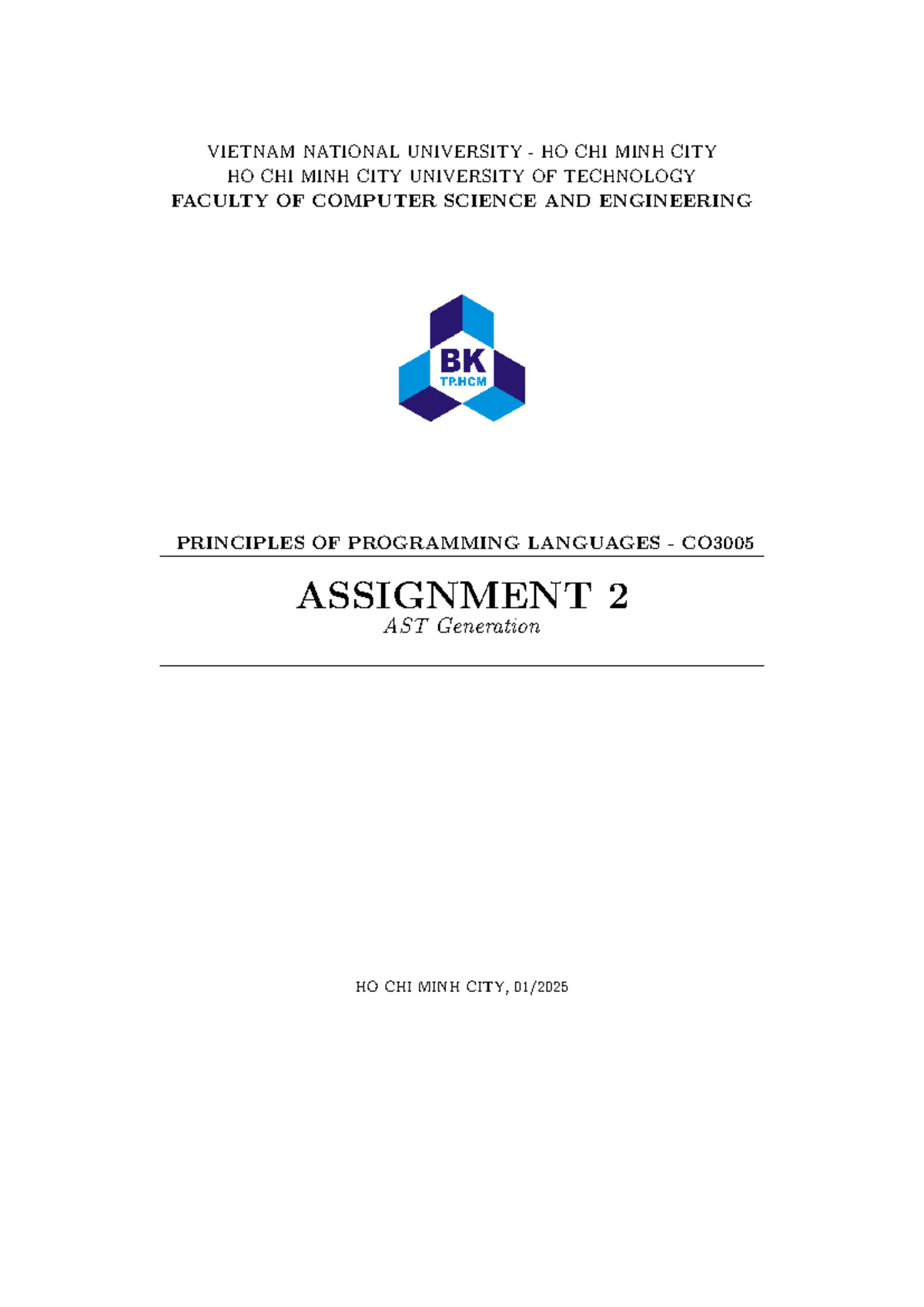 Assignment 2: AST Generation for Principles of Programming Languages ...