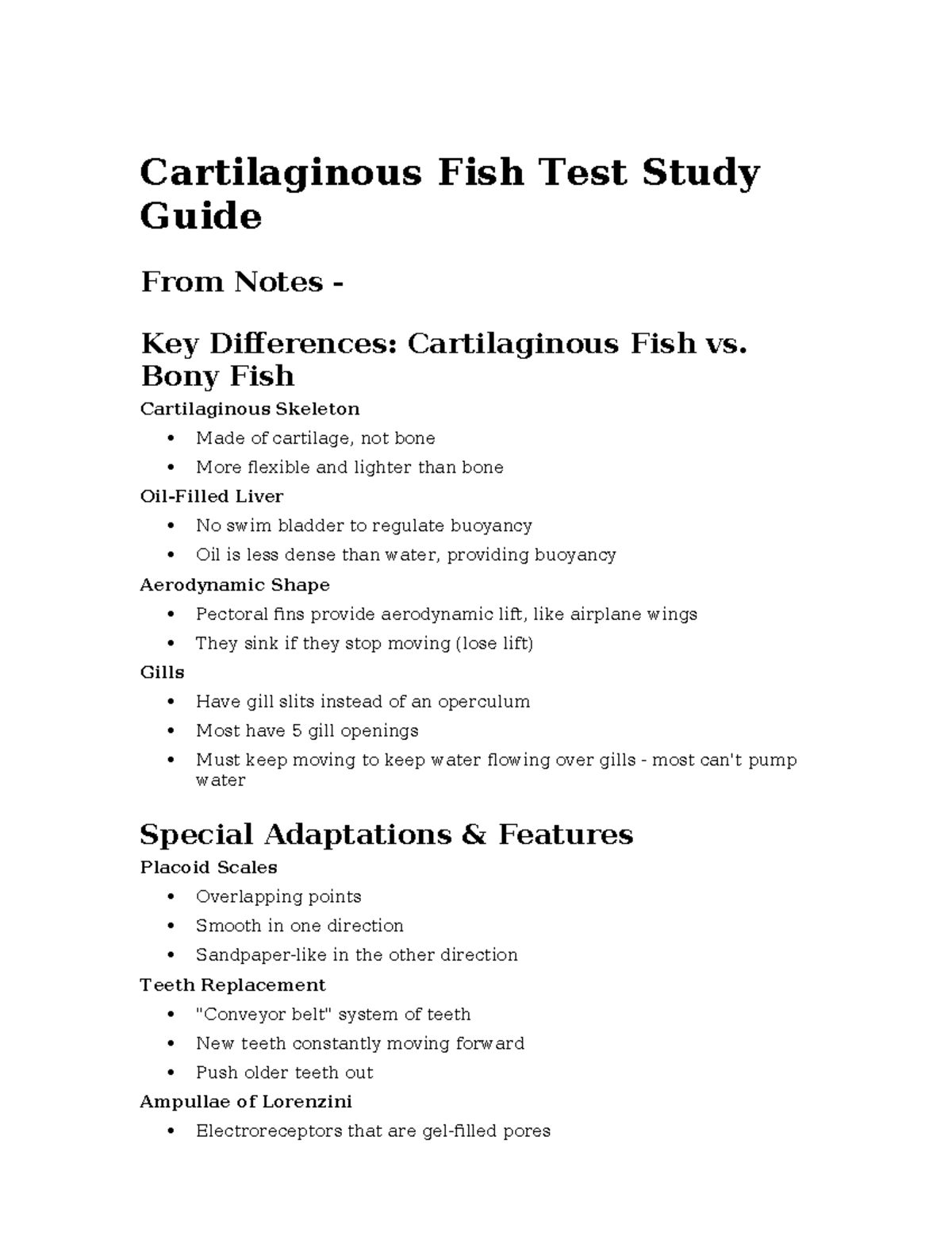 Cartilaginous Fish Study Guide (BIO 101): Key Features & Anatomy ...