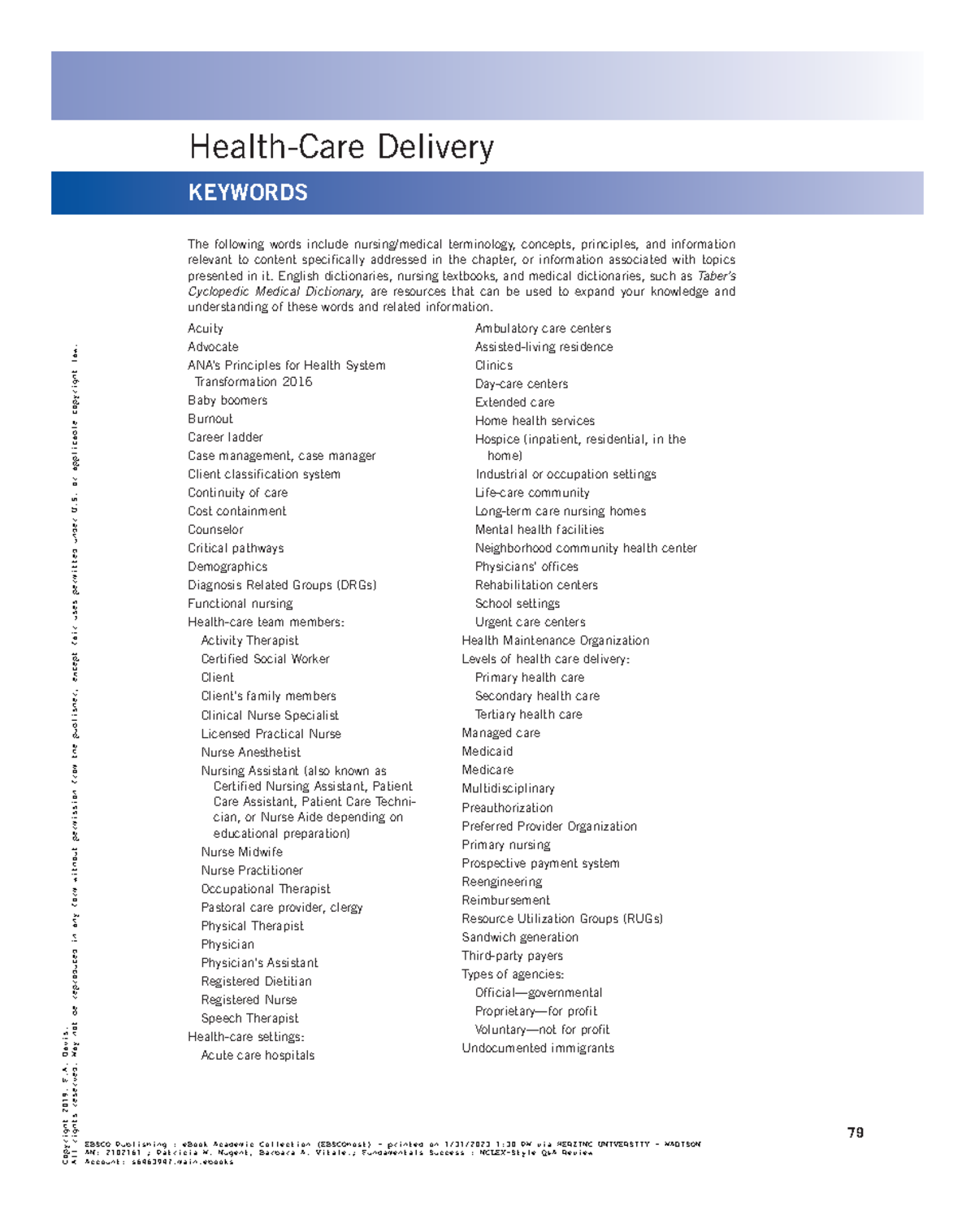 NUR 101 Health Care Delivery: Practice Questions and Key Terms - Studocu