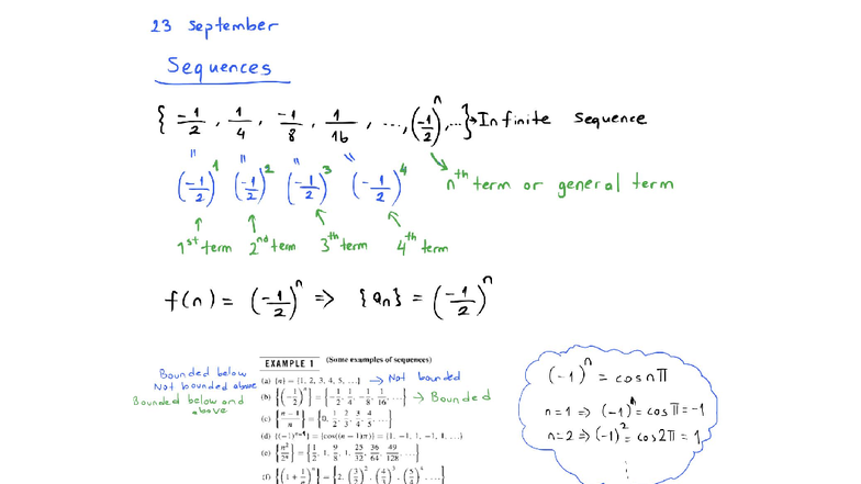 23 September Sequences and Infinite Series Summary (Week1-152) - Studocu