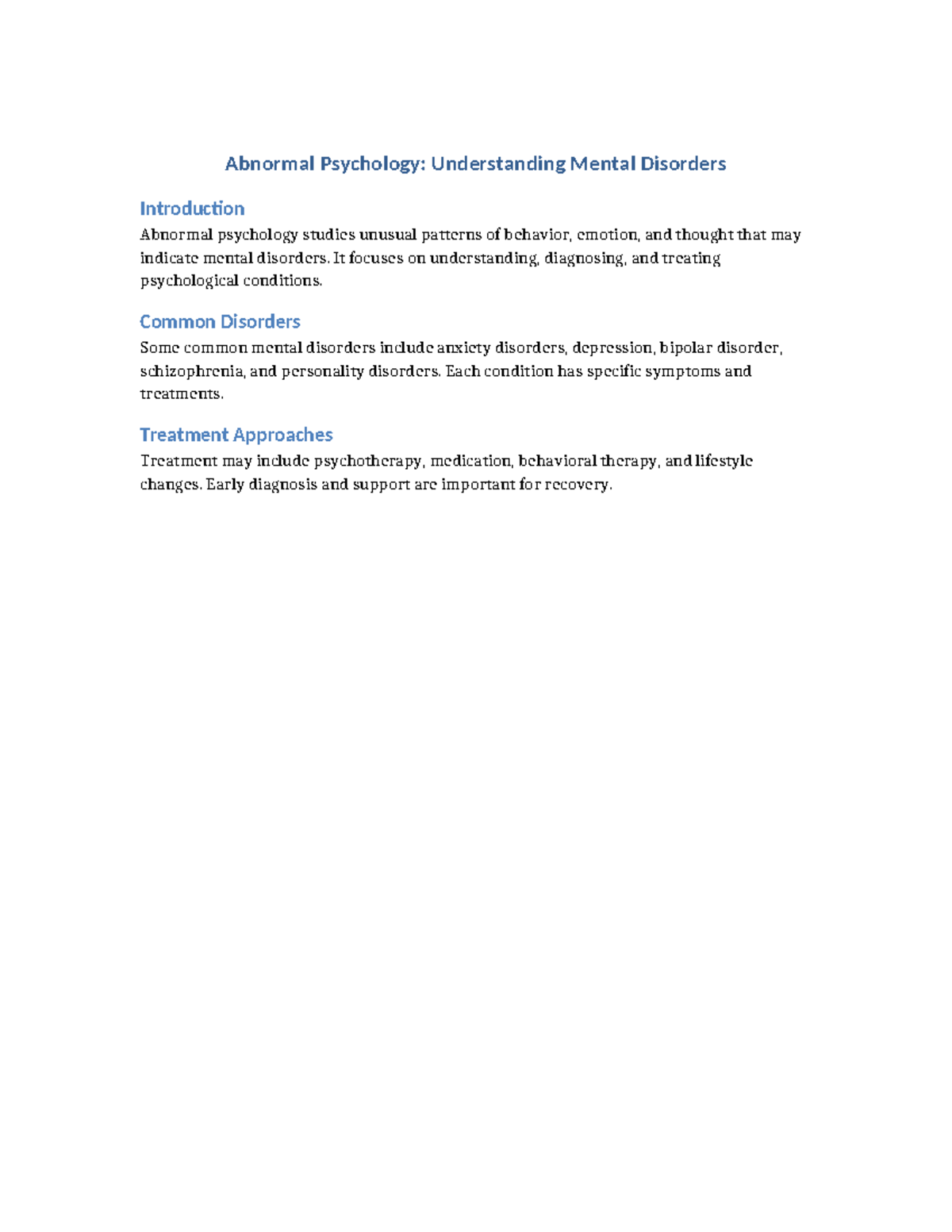 Abnormal Psychology - It focuses on understanding, diagnosing, and ...