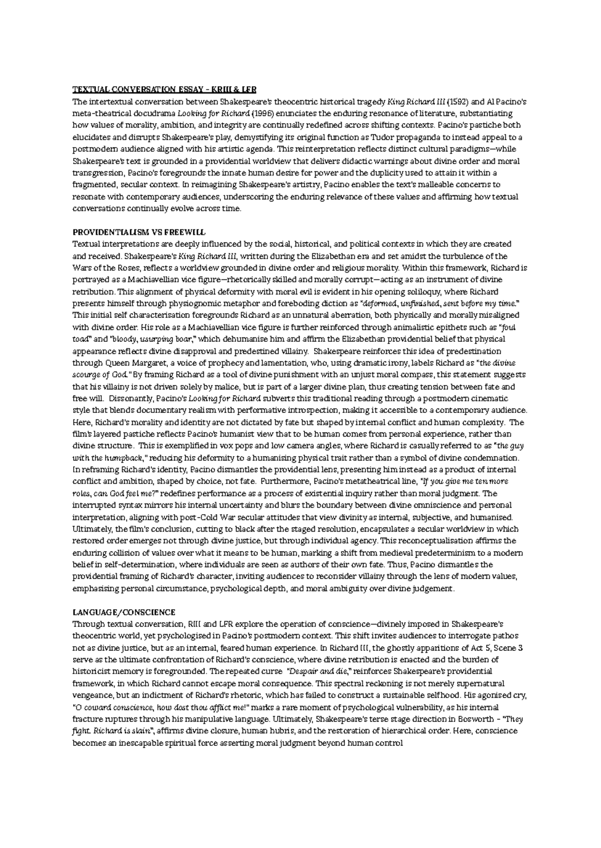 Textual Conversations Essay: Theocentric vs. Postmodern Perspectives in ...