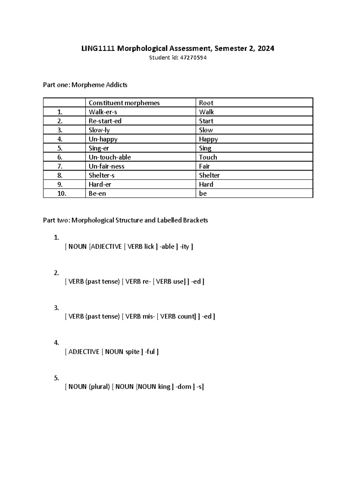 LING111 Morphology A3 - Assignment on Morphological Assessment - Studocu