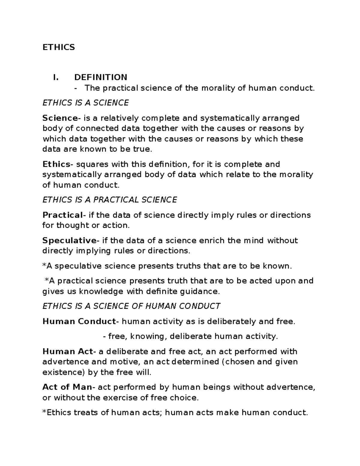 Ethics (ETH101): Understanding the Science of Human Conduct and ...