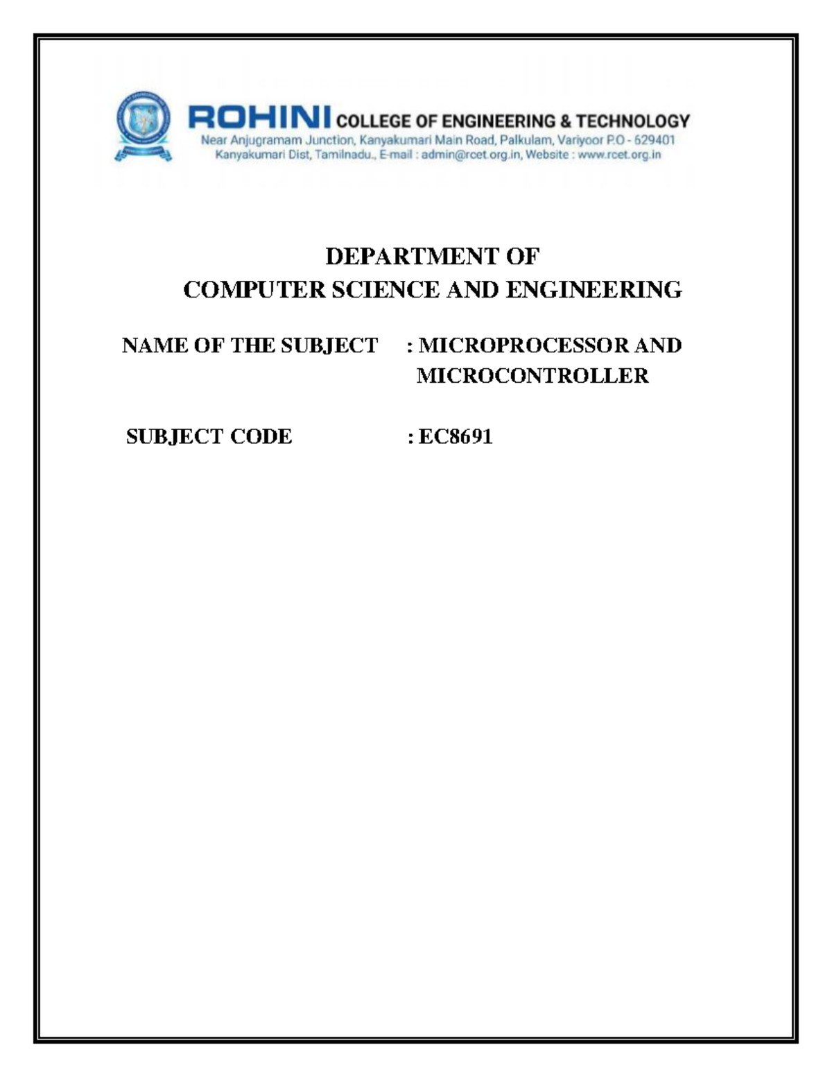 EC8691 Microprocessor and Microcontroller Lecture Notes - Studocu