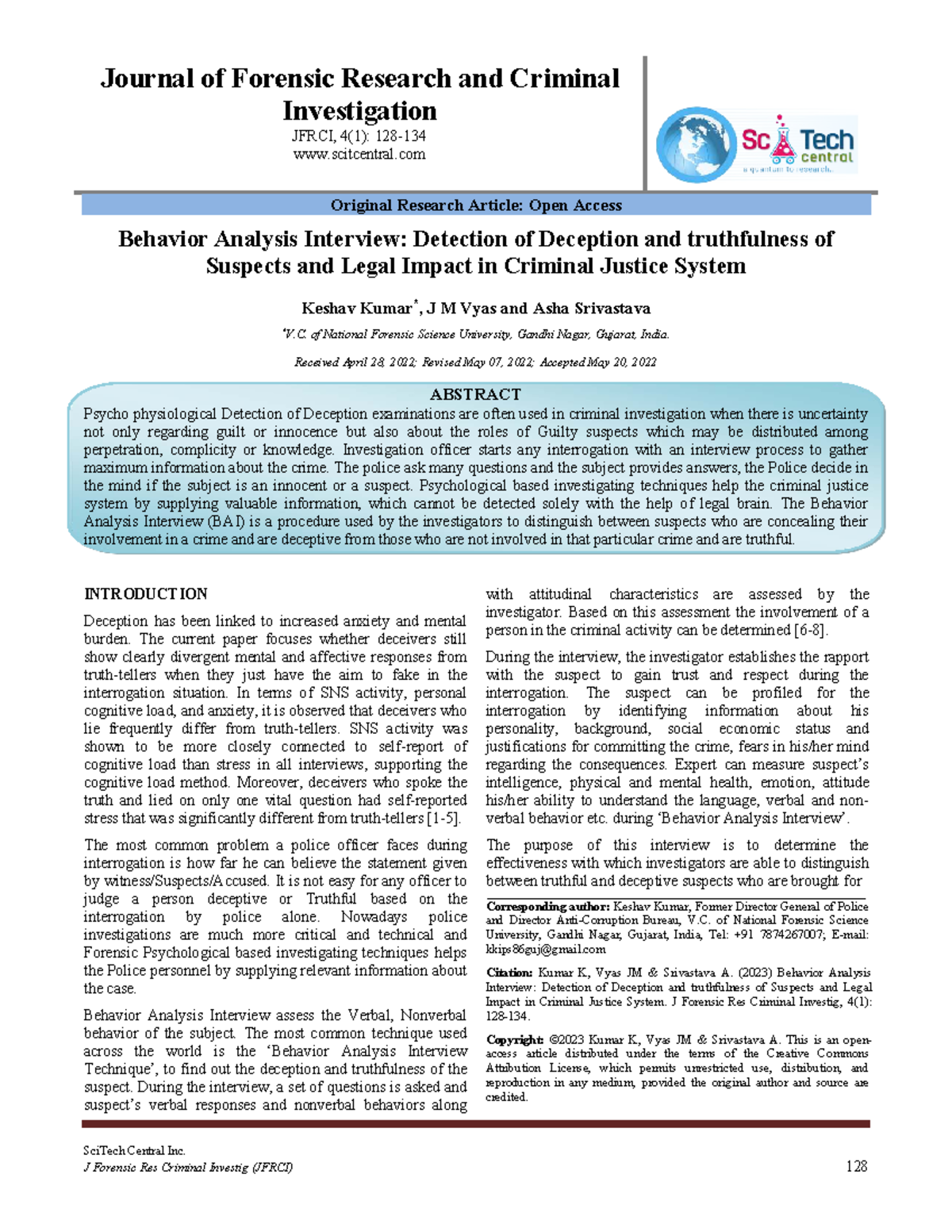Behavior Analysis Interview: Detecting Deception in Criminal Justice ...