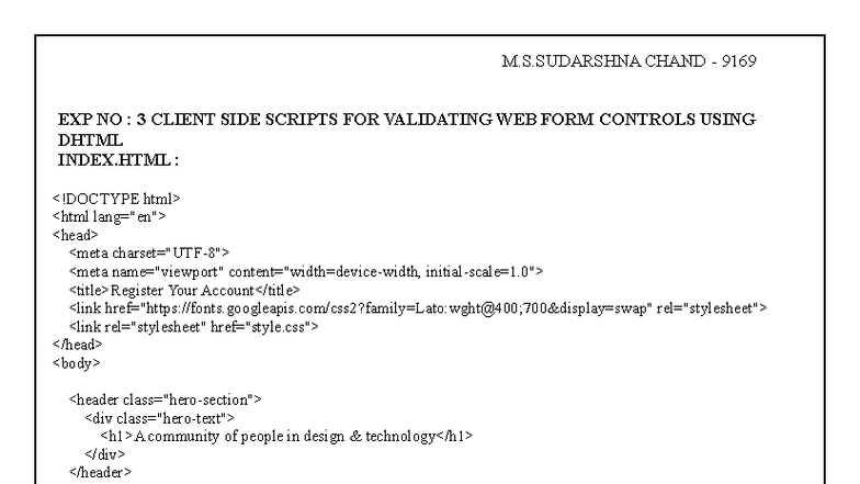 WEB 9169 EXP 3: Client-Side Scripts for Web Form Validation - Studocu