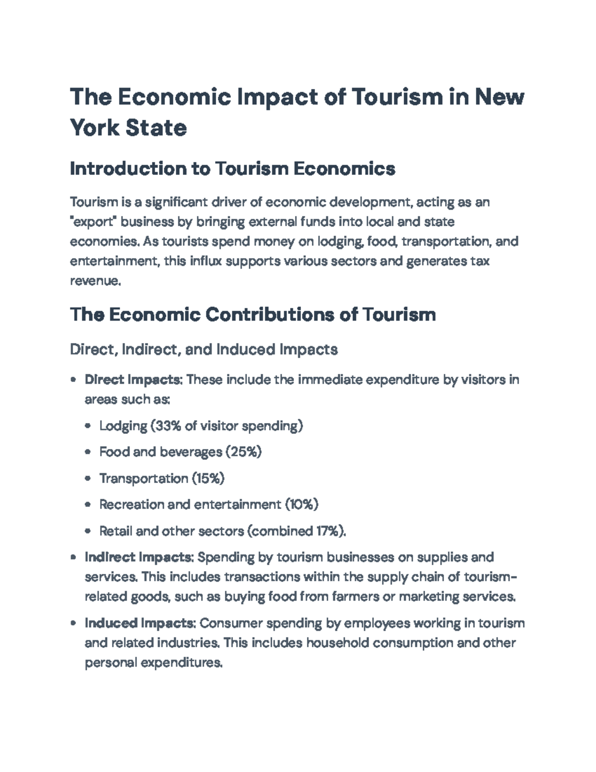 The Economic Impact of Tourism in New York State: A Comprehensive ...