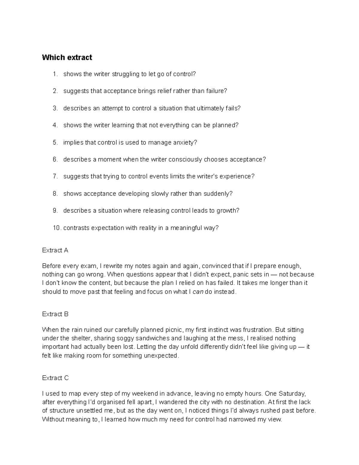 Extract Analysis and Reflection: Acceptance, Control, and ...